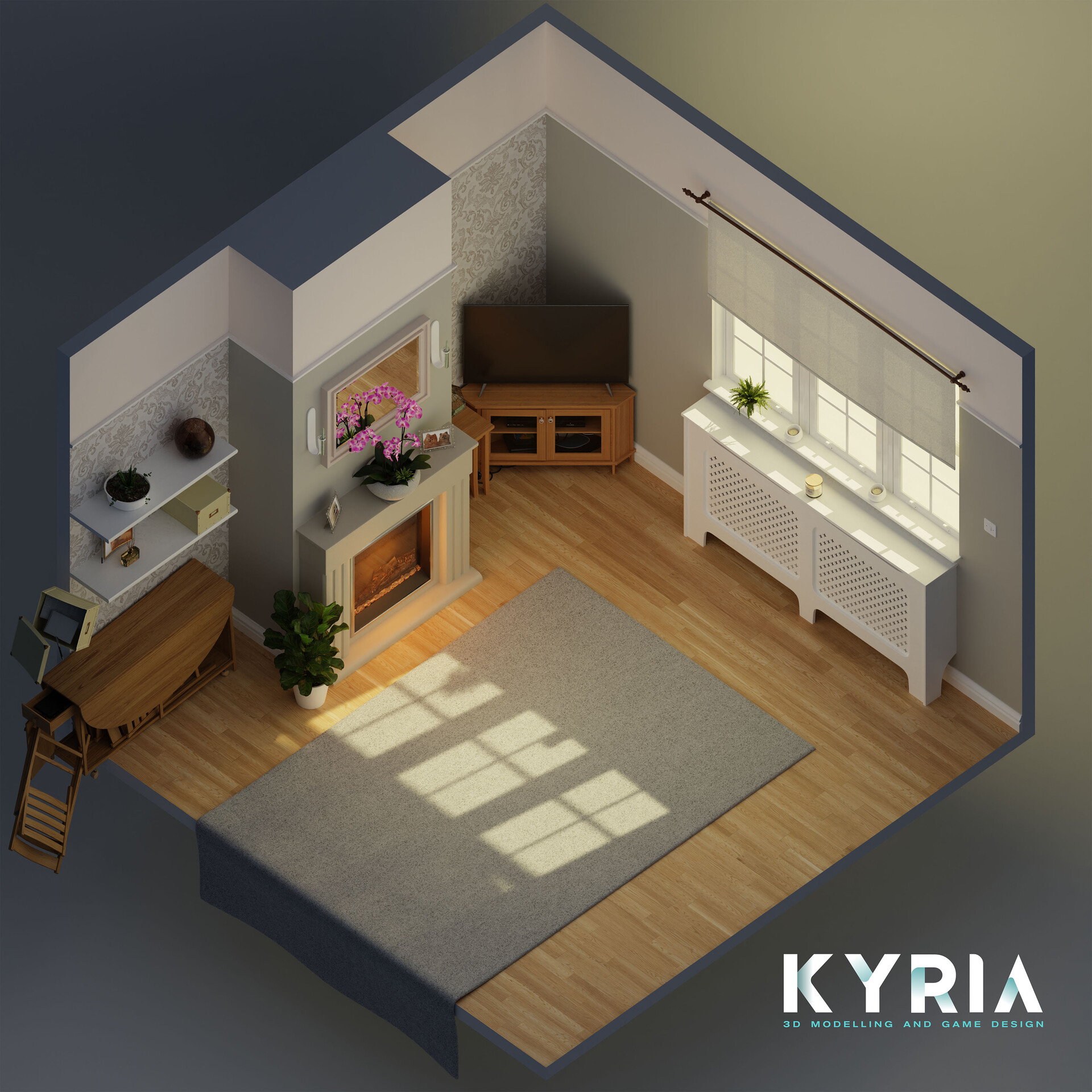 ArtStation - A Photorealistic Isometric Living Room