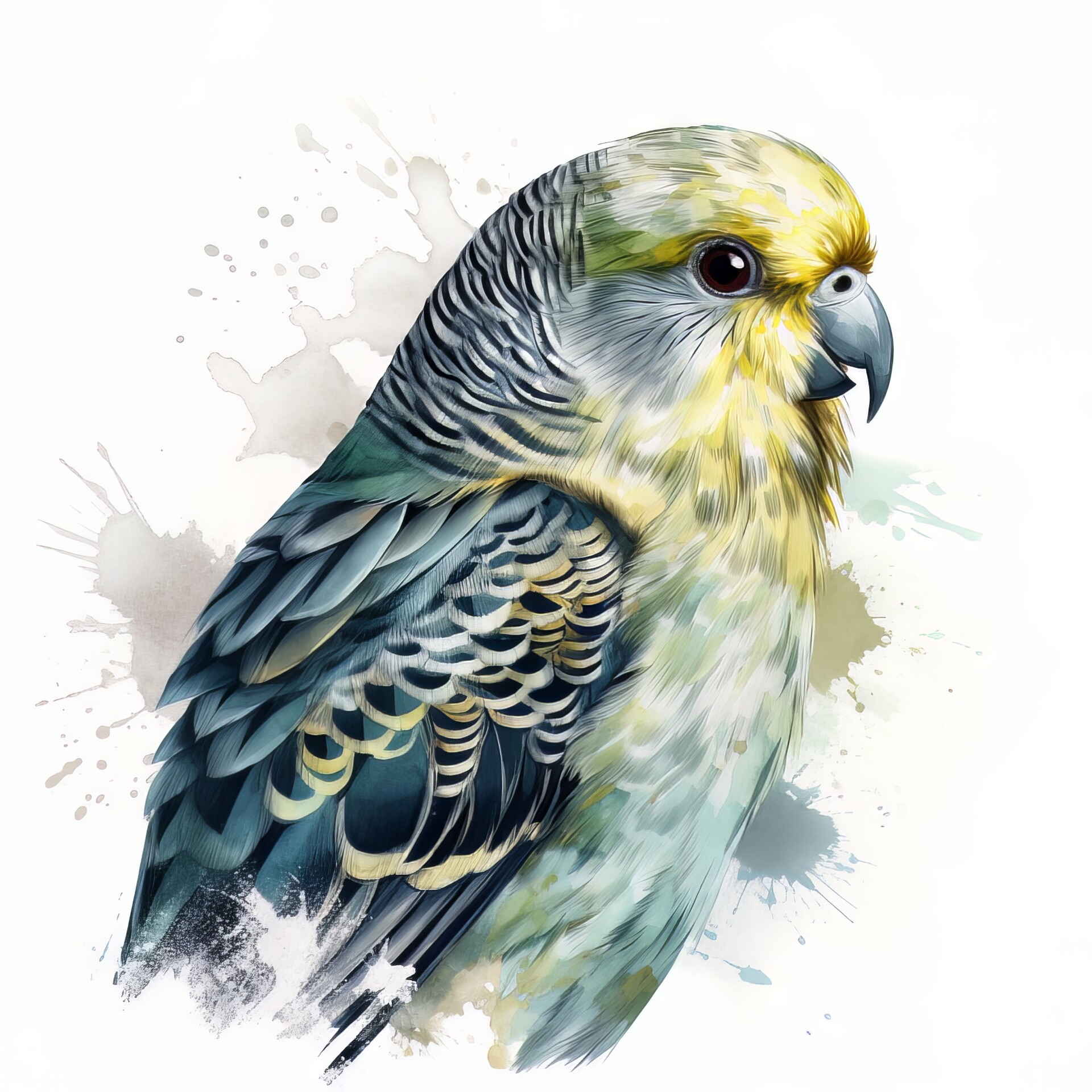 ArtStation - Budgerigar Bird Portrait Watercolor Painting