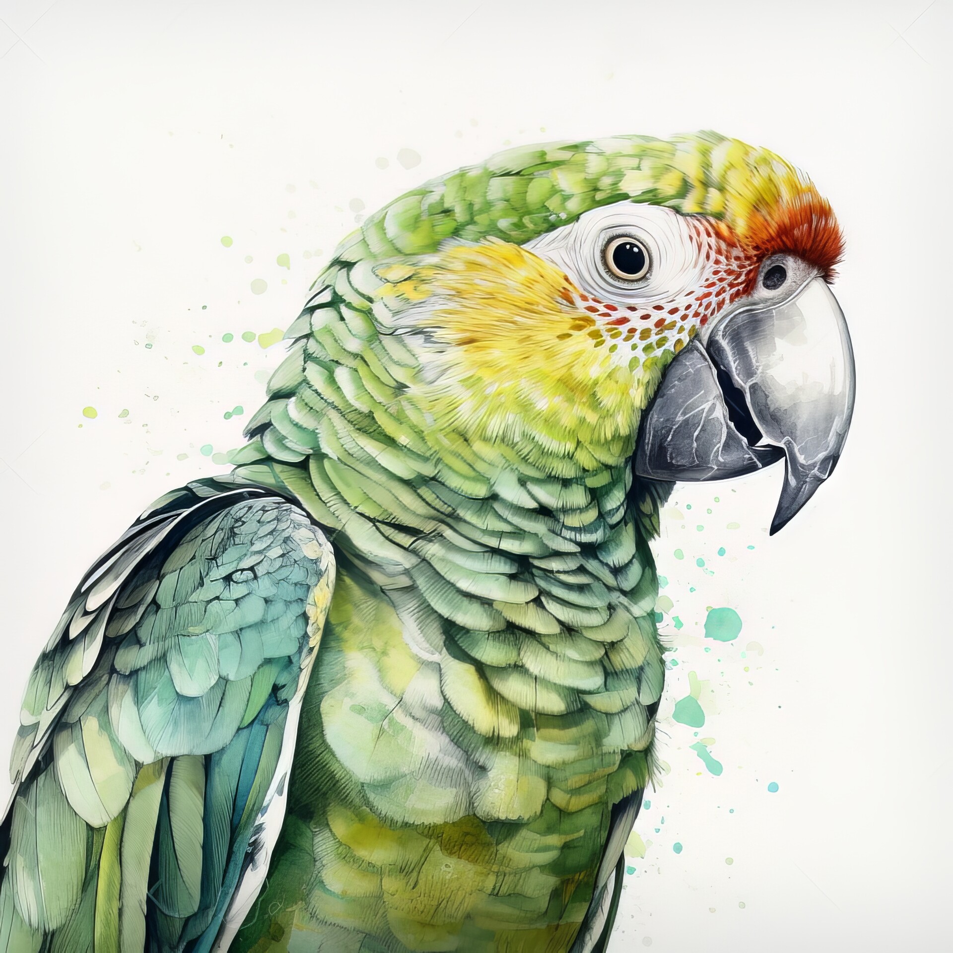 ArtStation - Amazon Parrot Bird Portrait Watercolor Painting