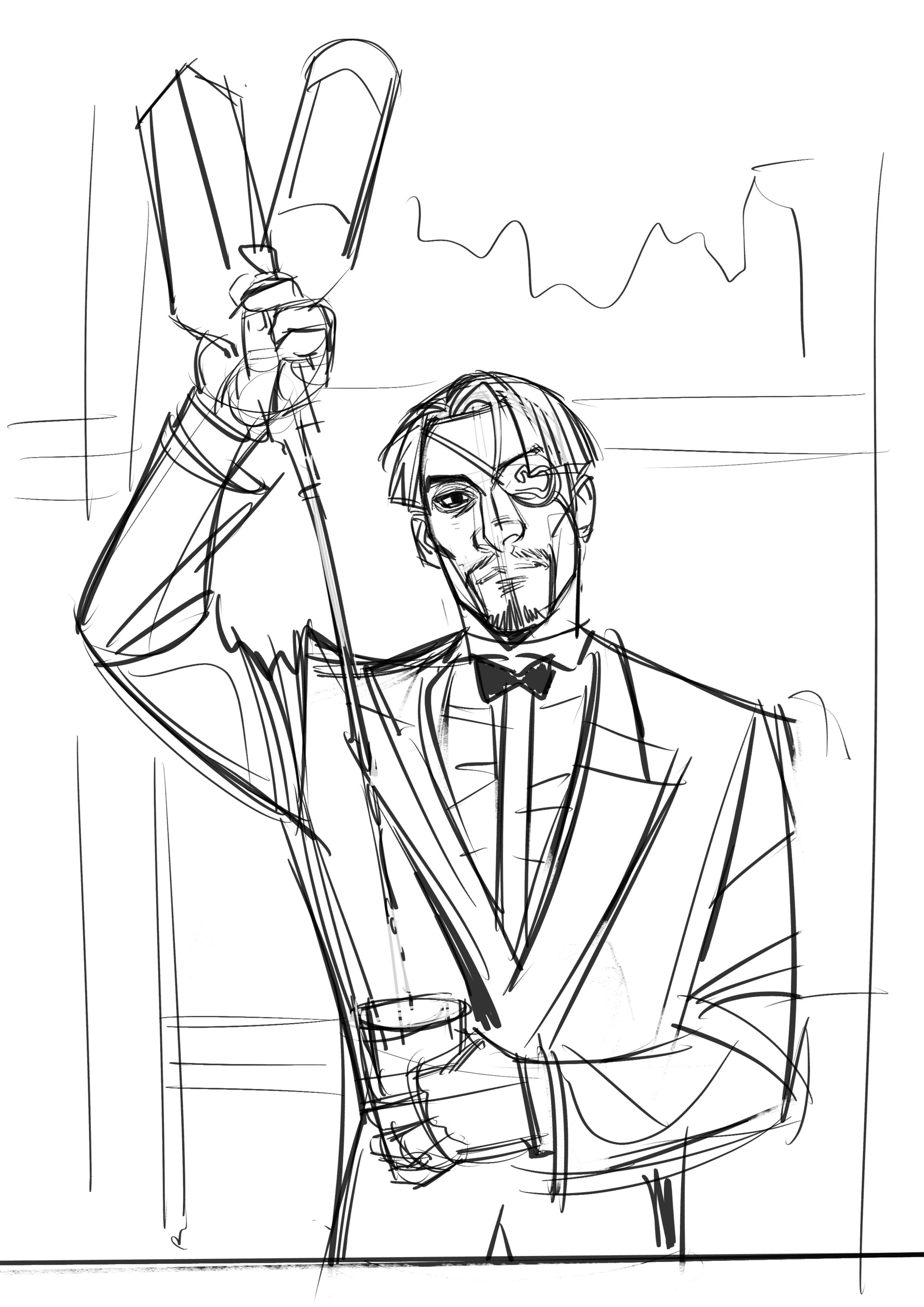 bartender suit drawing
