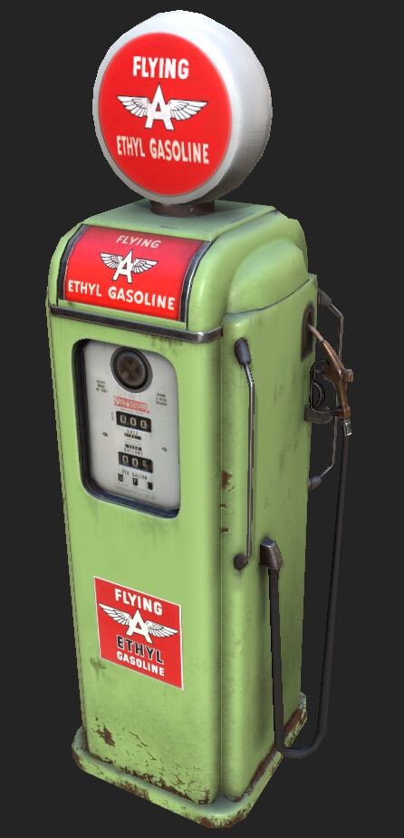 ArtStation - Flying Ethyl Gasoline Pump - Lowpoly 988tris, 2K