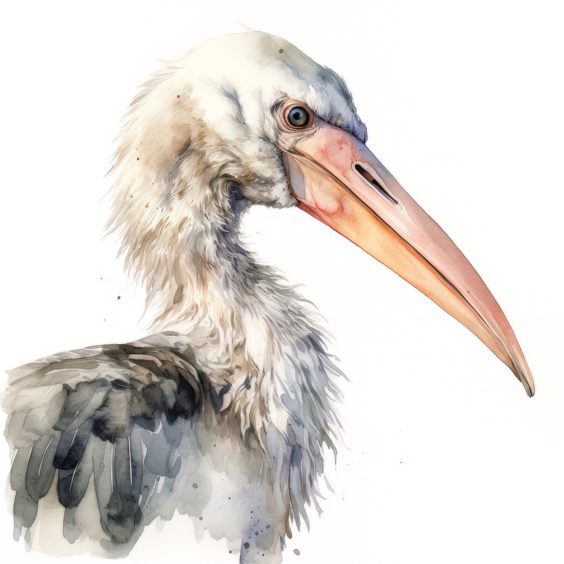 ArtStation - Stork Bird Portrait Watercolor Painting