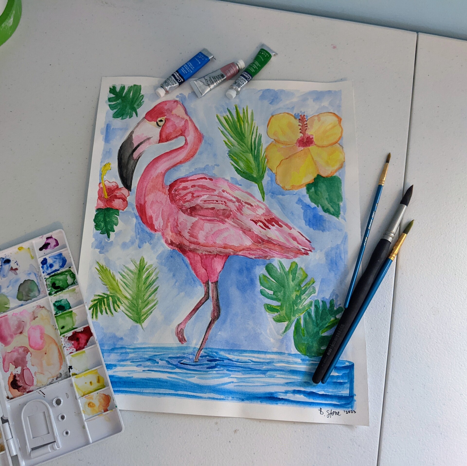 ArtStation - Watercolor Flamingo