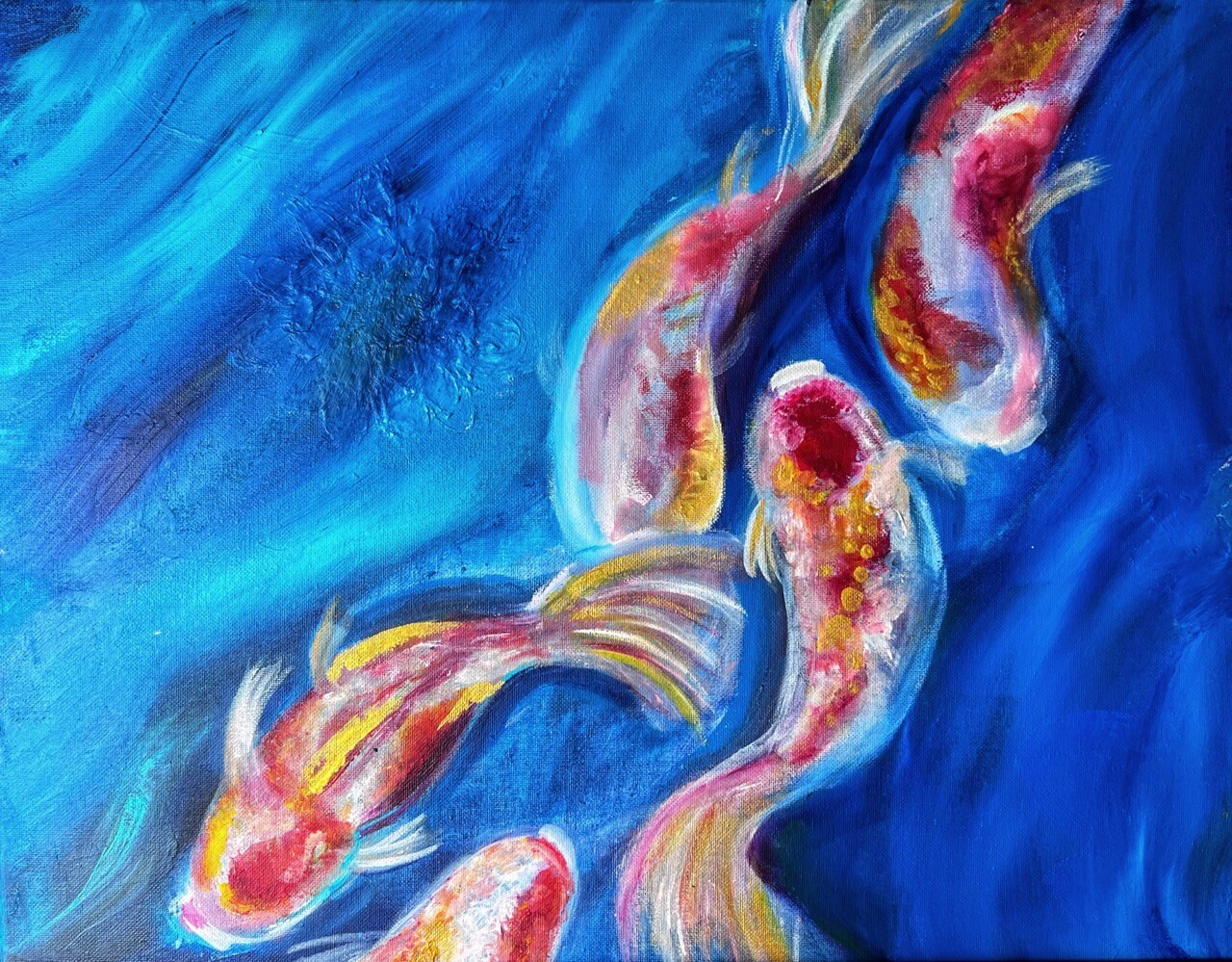ArtStation - koi fish acrylic painting