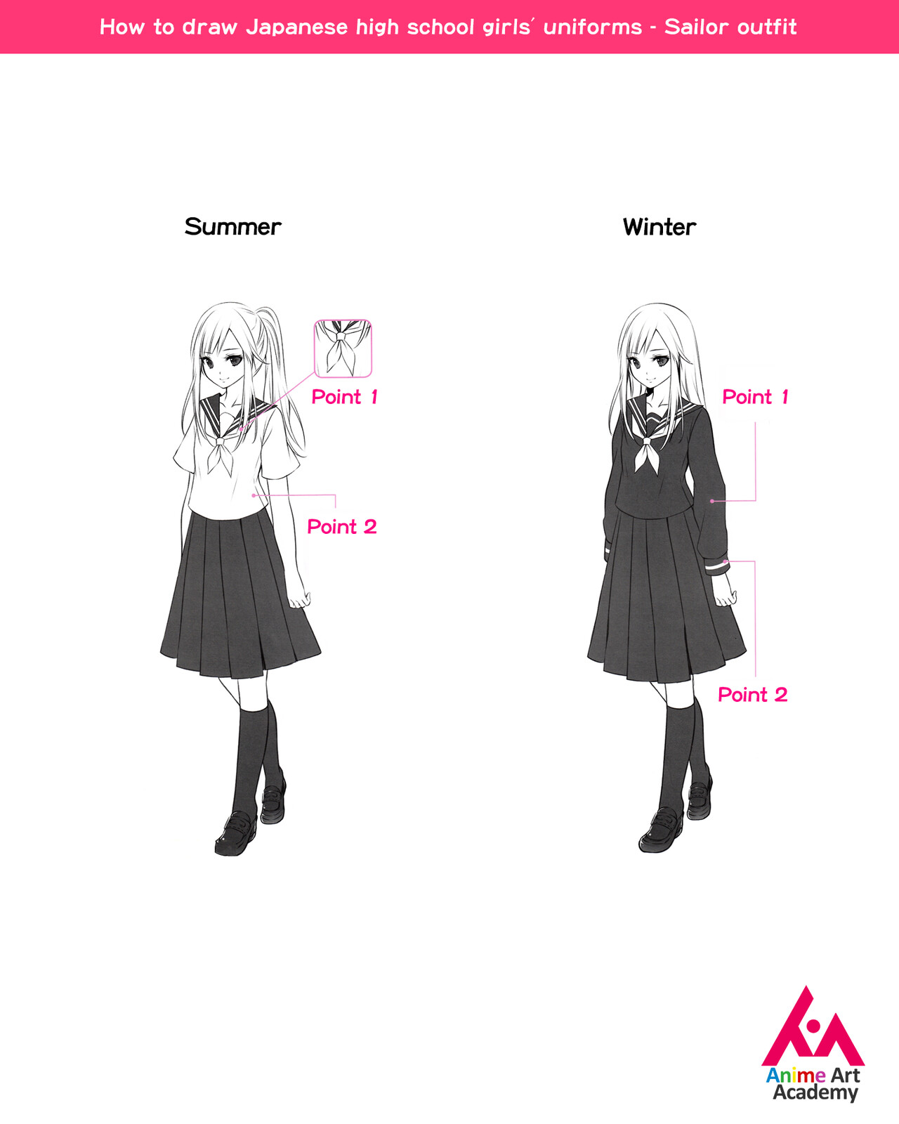 Anime Art Academy - How to draw Japanese high school girls’ uniforms ...