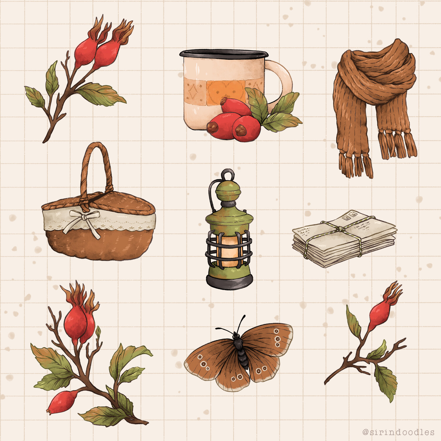 ArtStation - Cozy Autumn - 2D art - props and stickers