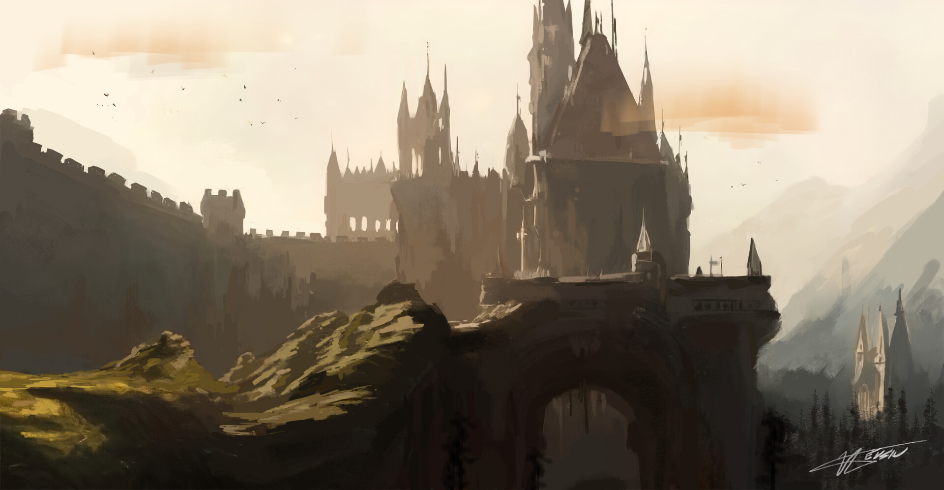 ArtStation - Hogwart Concept Drawing