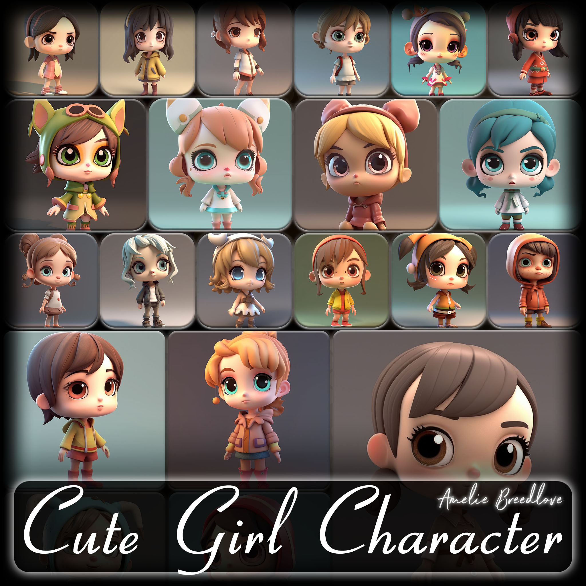 Amelie Breedlove - 200 Cute Girl Character (Full Body) Reference Pack | 4K | v.1