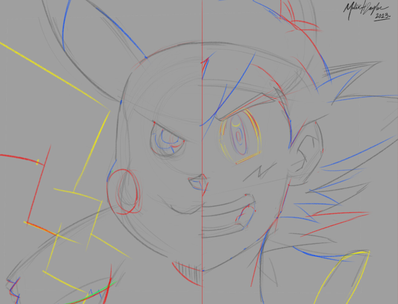Ash Ketchum aka Satoshi & Pikachu Pokemon FAN ART 2023 by Malik Haleem ...