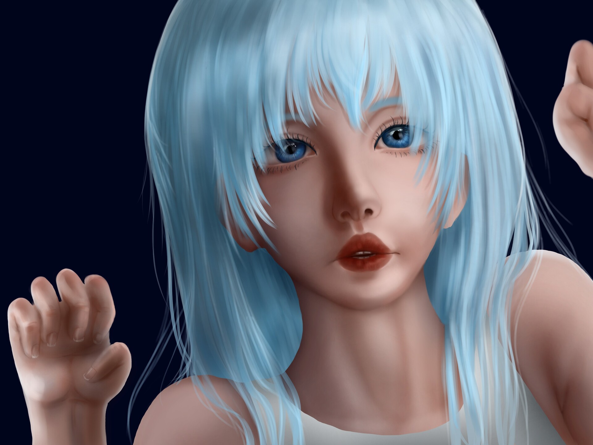 ArtStation - blue hair girl