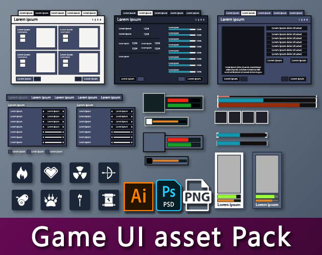 ArtStation - Flat and minimalistic GUI + 450 icon Great for game designers