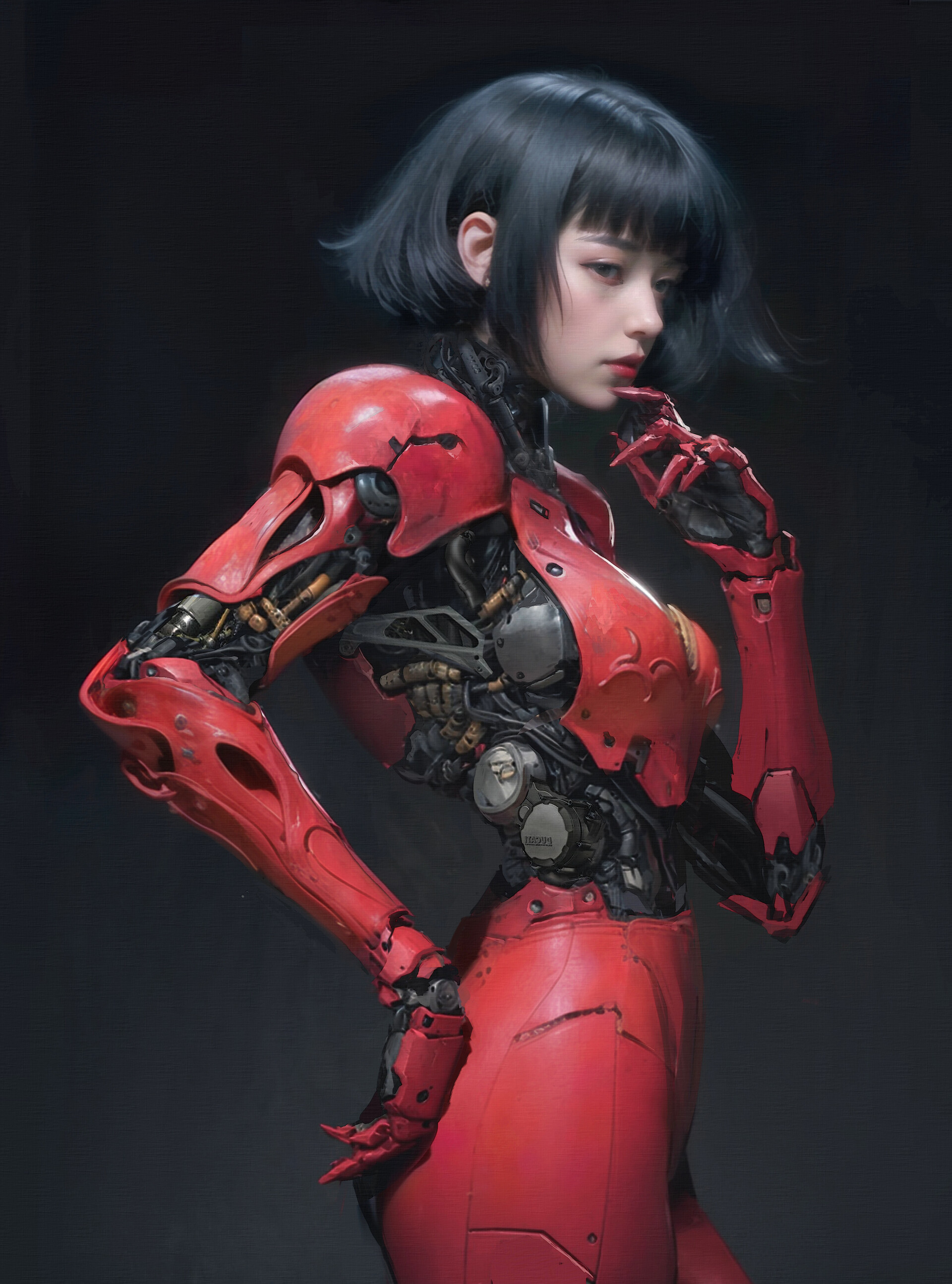 ArtStation - woman in red biomechanics suit