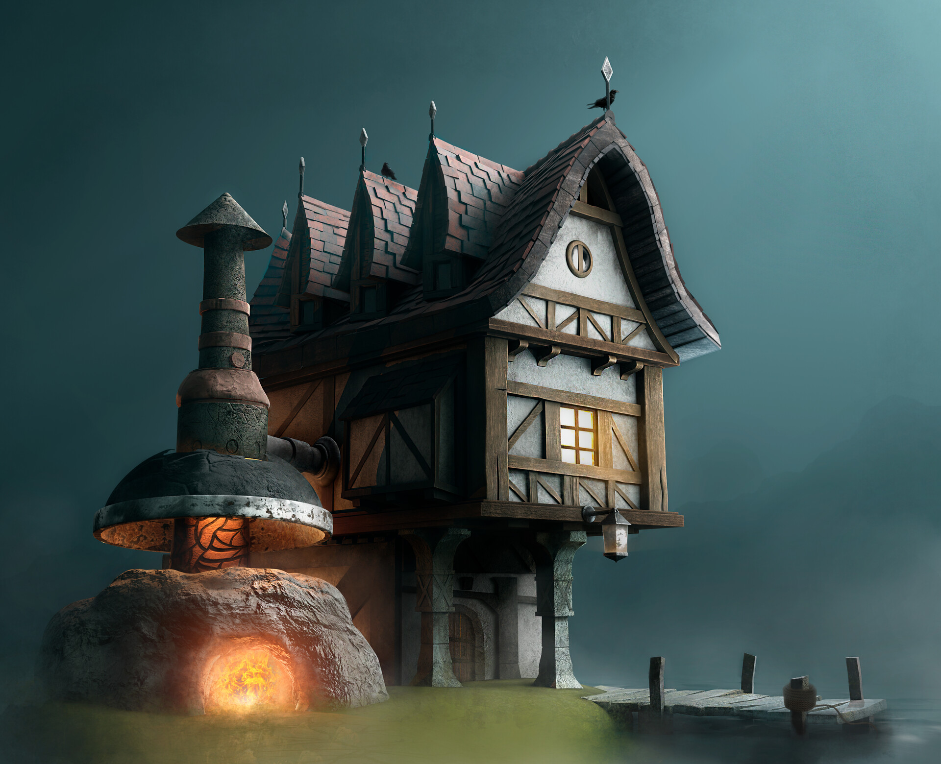 ArtStation - Fantasy Lake House