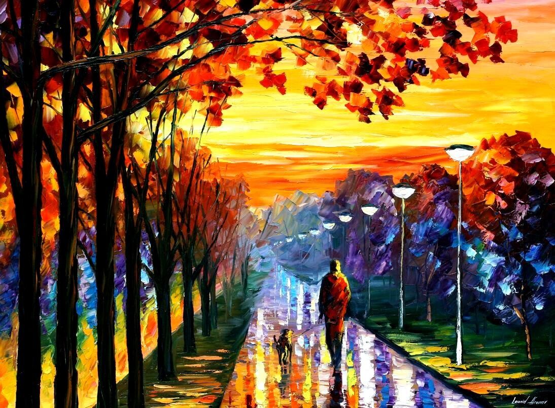 ArtStation - EVENING STROLL — oil painting on canvas
