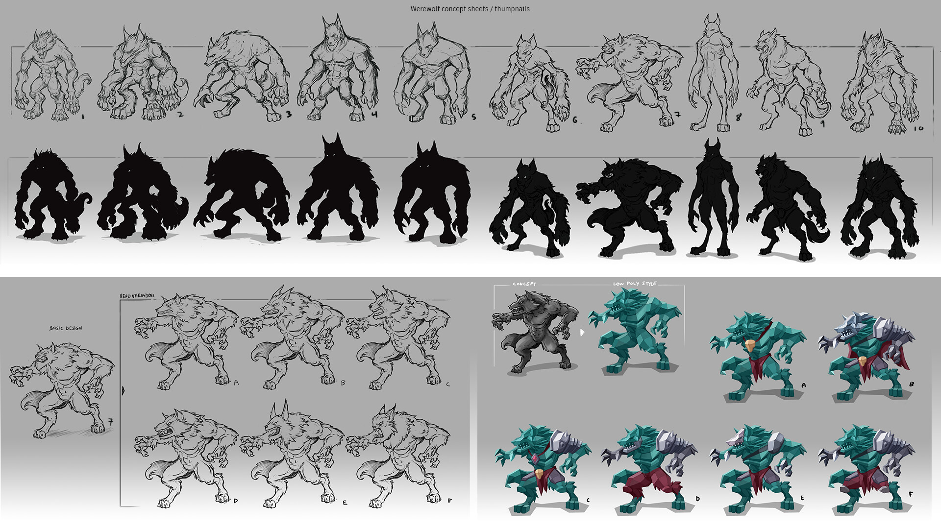 ArtStation - Werewolf concept sheets/thumpnails