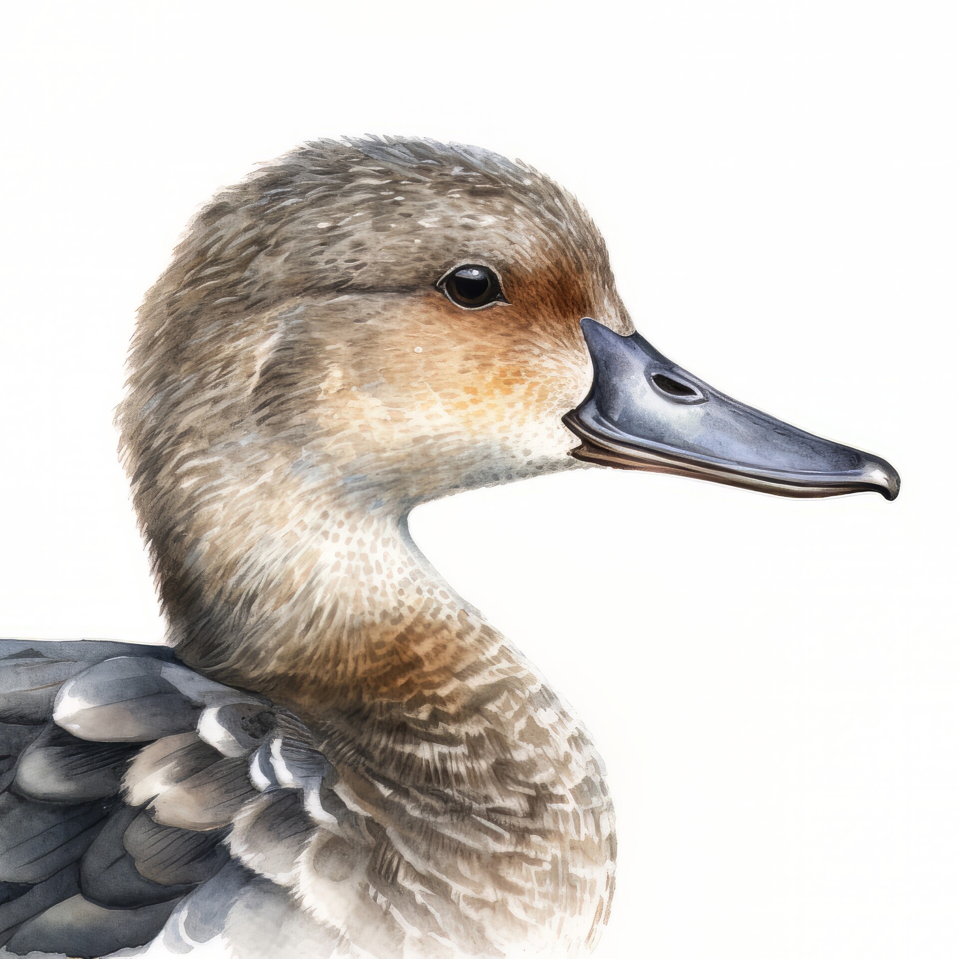ArtStation - Gadwall Bird Portrait Watercolor Painting
