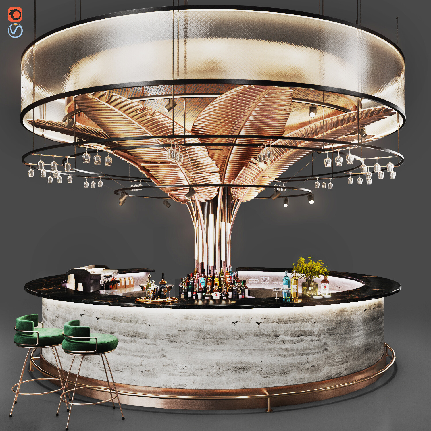 ArtStation - Cocktail Bar02-Island cafe, Restaurant, drinks-3dmodel