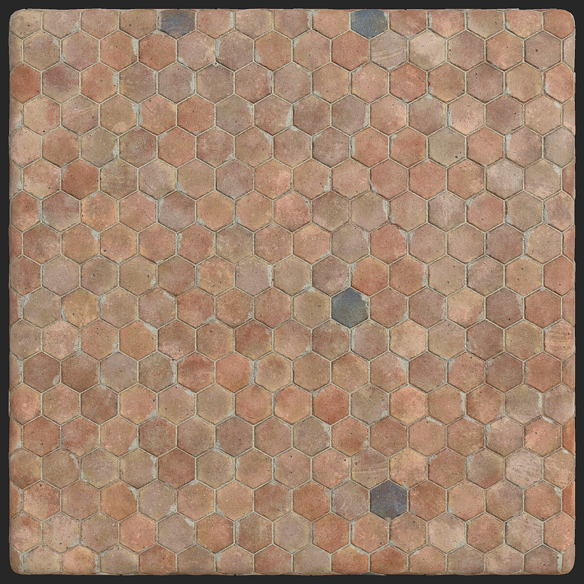 TextureCan - Dusty Hexagonal Orange Terracotta Tiles (FREE PBR Texture)
