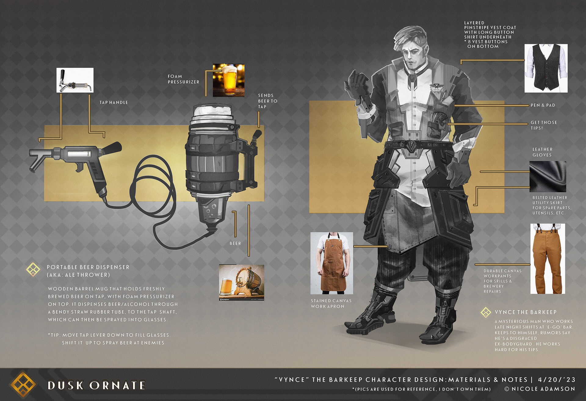 ArtStation - Vynce Ch. Design Pg 3- Value Render & Materials Ref.