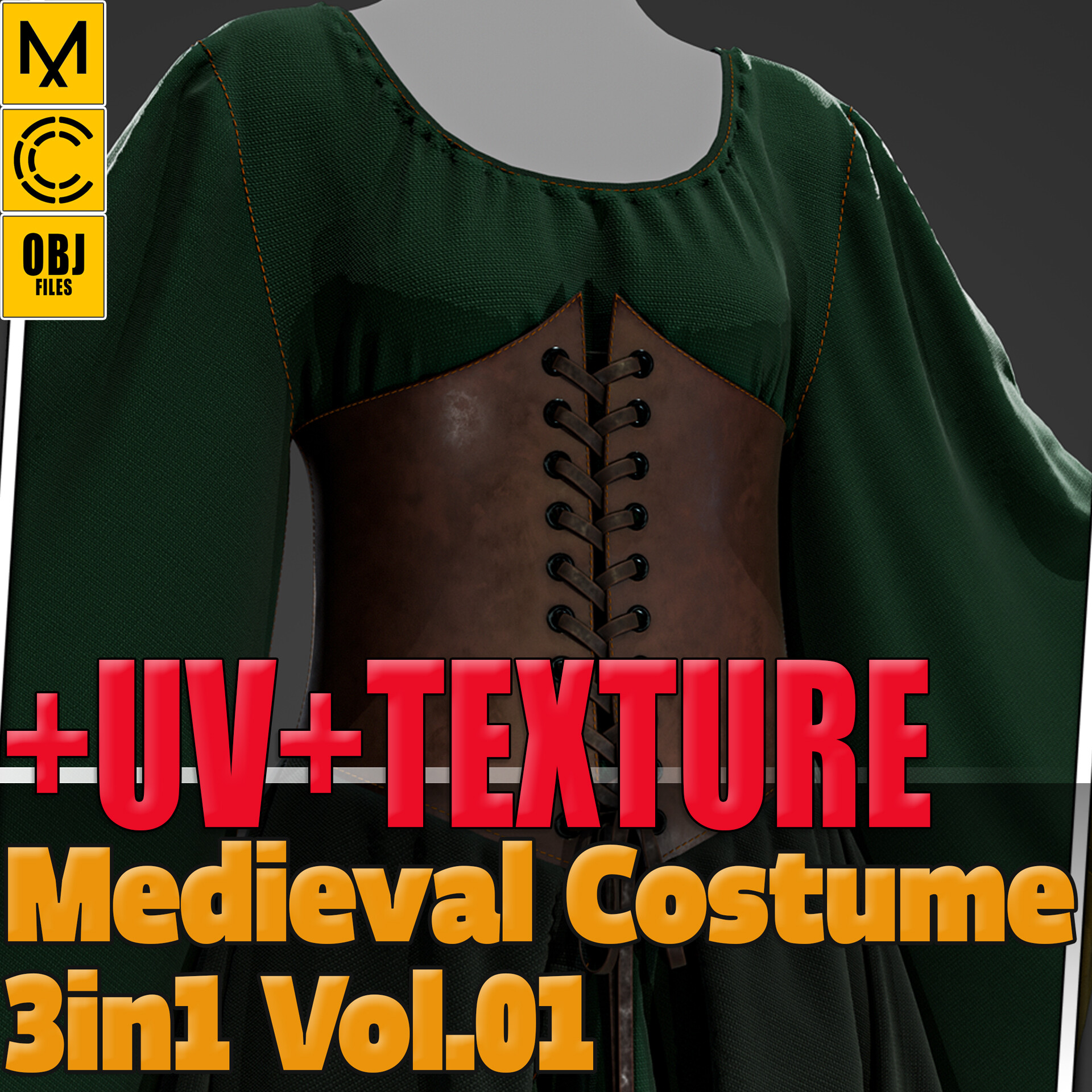 ArtStation - 3 in 1 Medieval Costume + Clo3D/Marvelous + FBX + ZPRJ ...