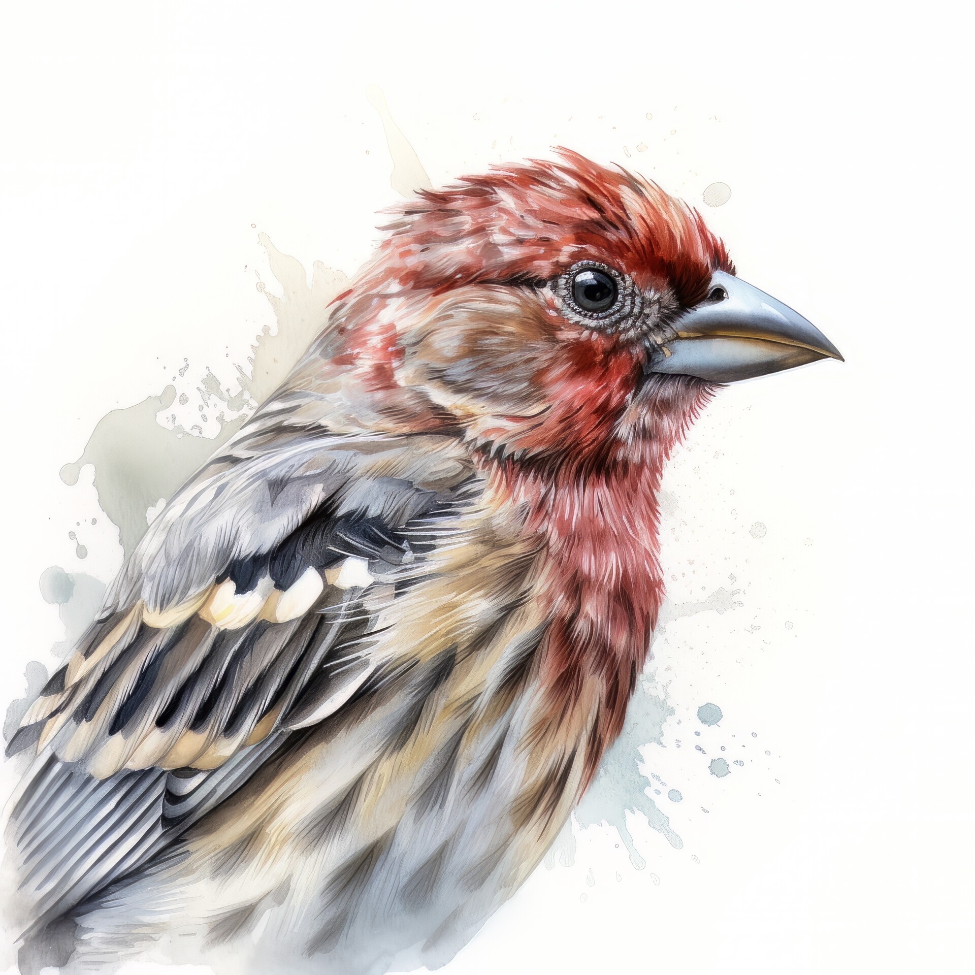 ArtStation - House Finch Bird Portrait Watercolor Painting