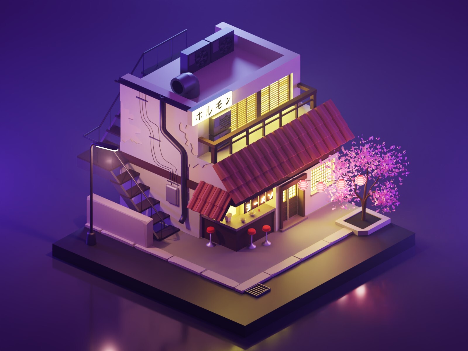 ArtStation - Tokyo Alley - Low Poly Blender