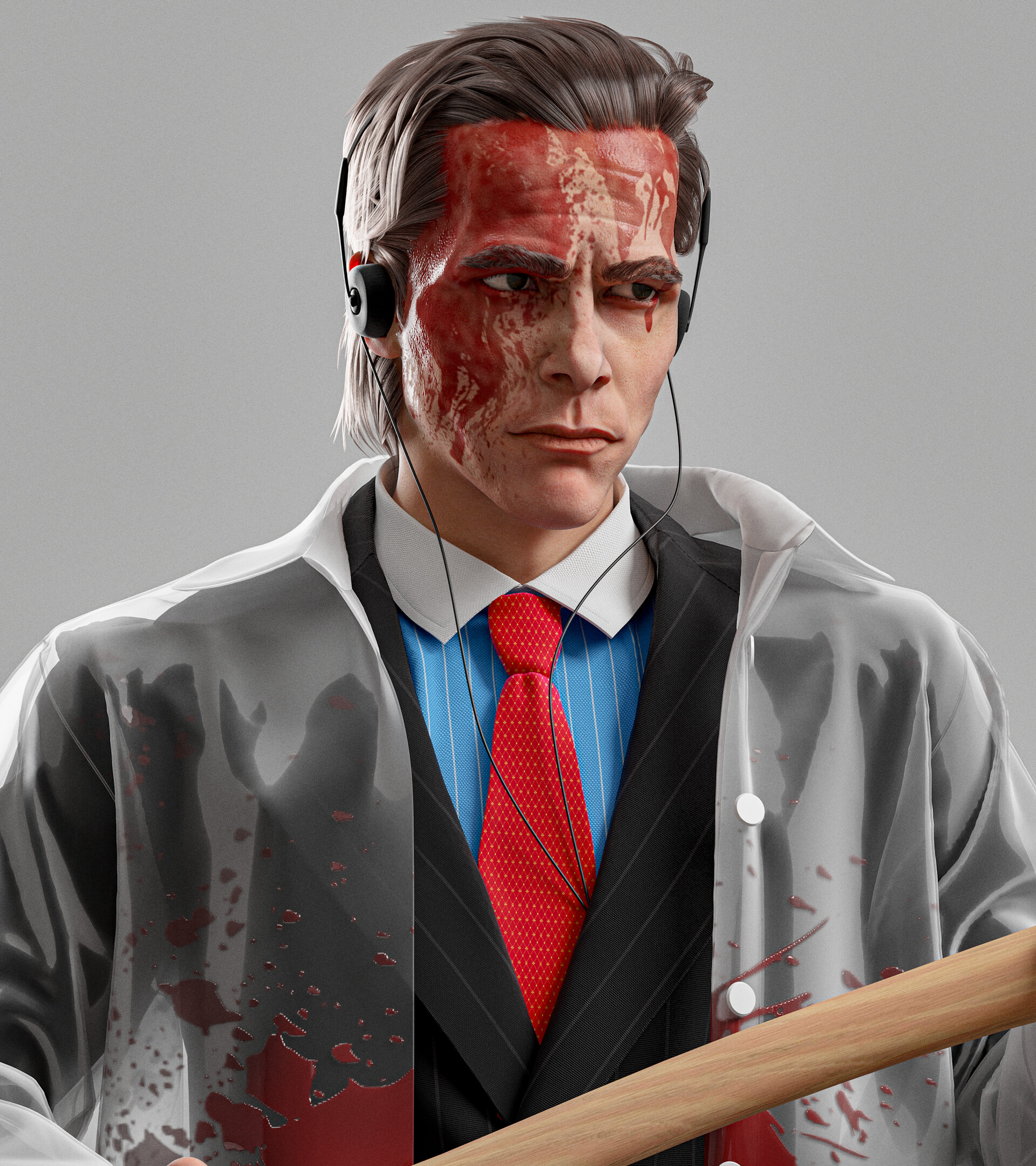 patrick bateman face blood