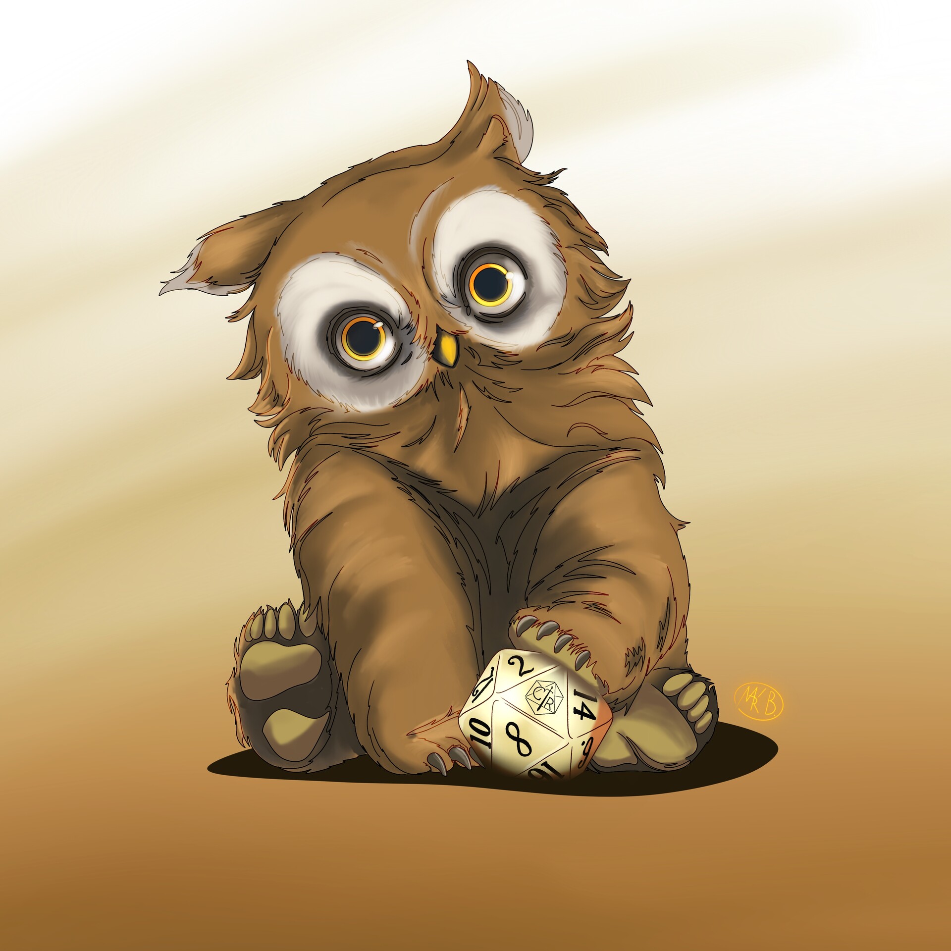 ArtStation - Owlbear Cub with D20: Roll for Cuteness!