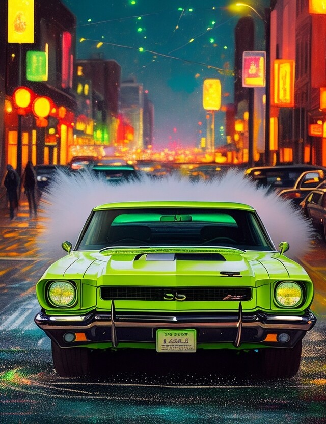 ArtStation - Green Car in Tokyo's streets