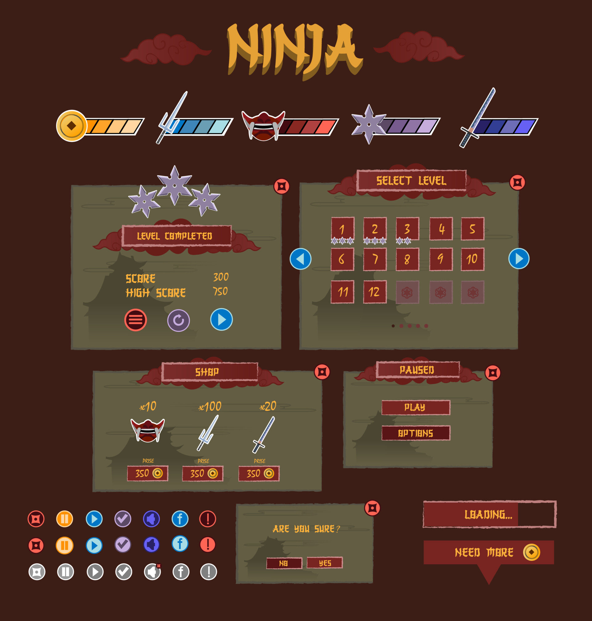 ArtStation - UI Design for Ninja theme game