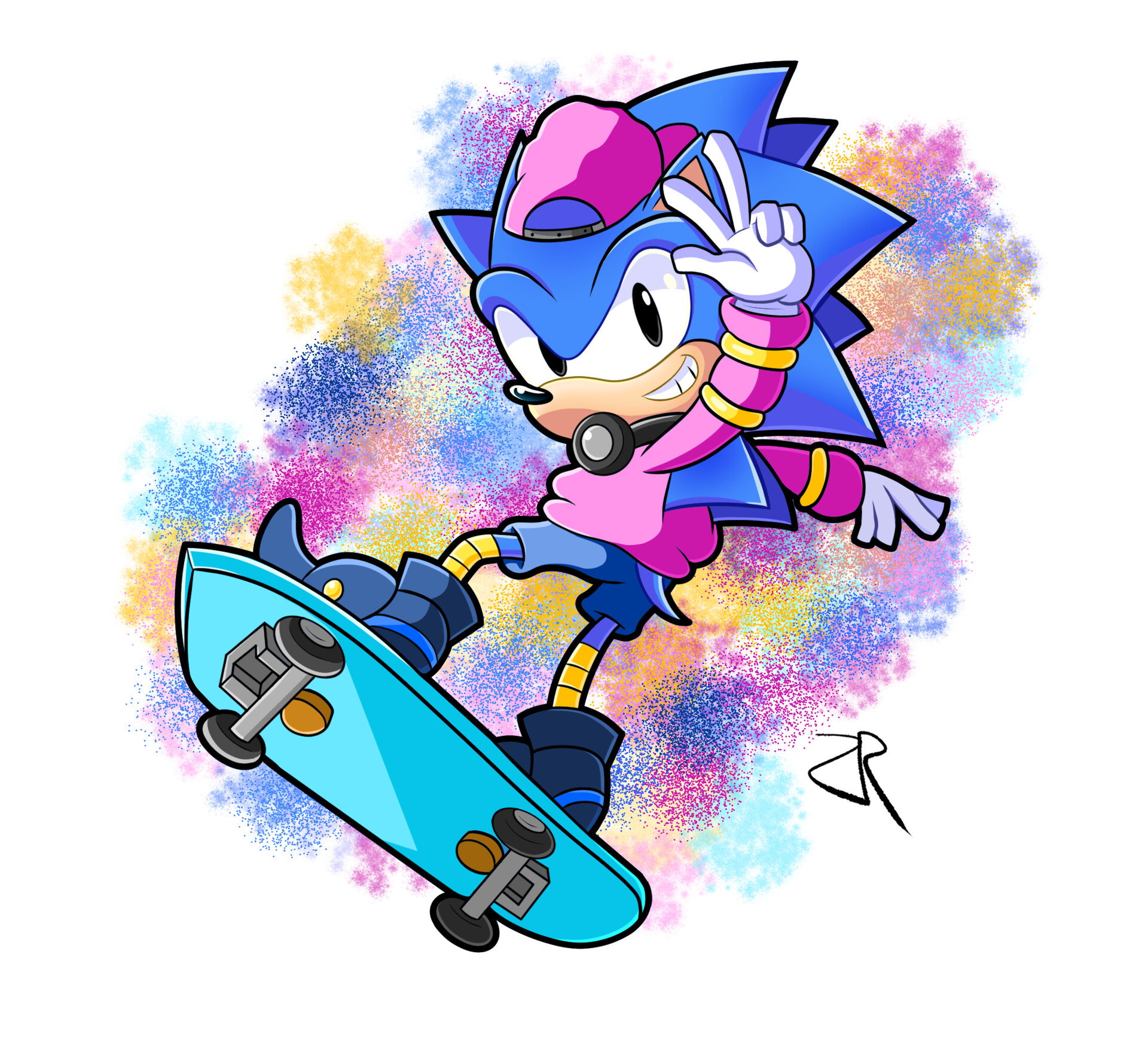 ArtStation - 2021 Art: #86 - Classic Sonic Skateboarding!