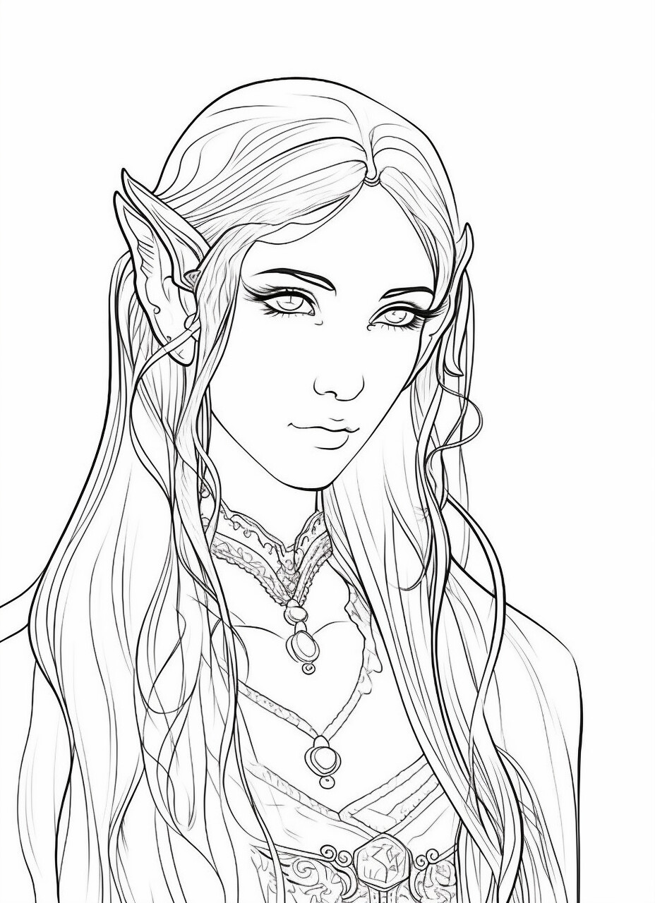 ArtStation - AI Elf Line Art 1