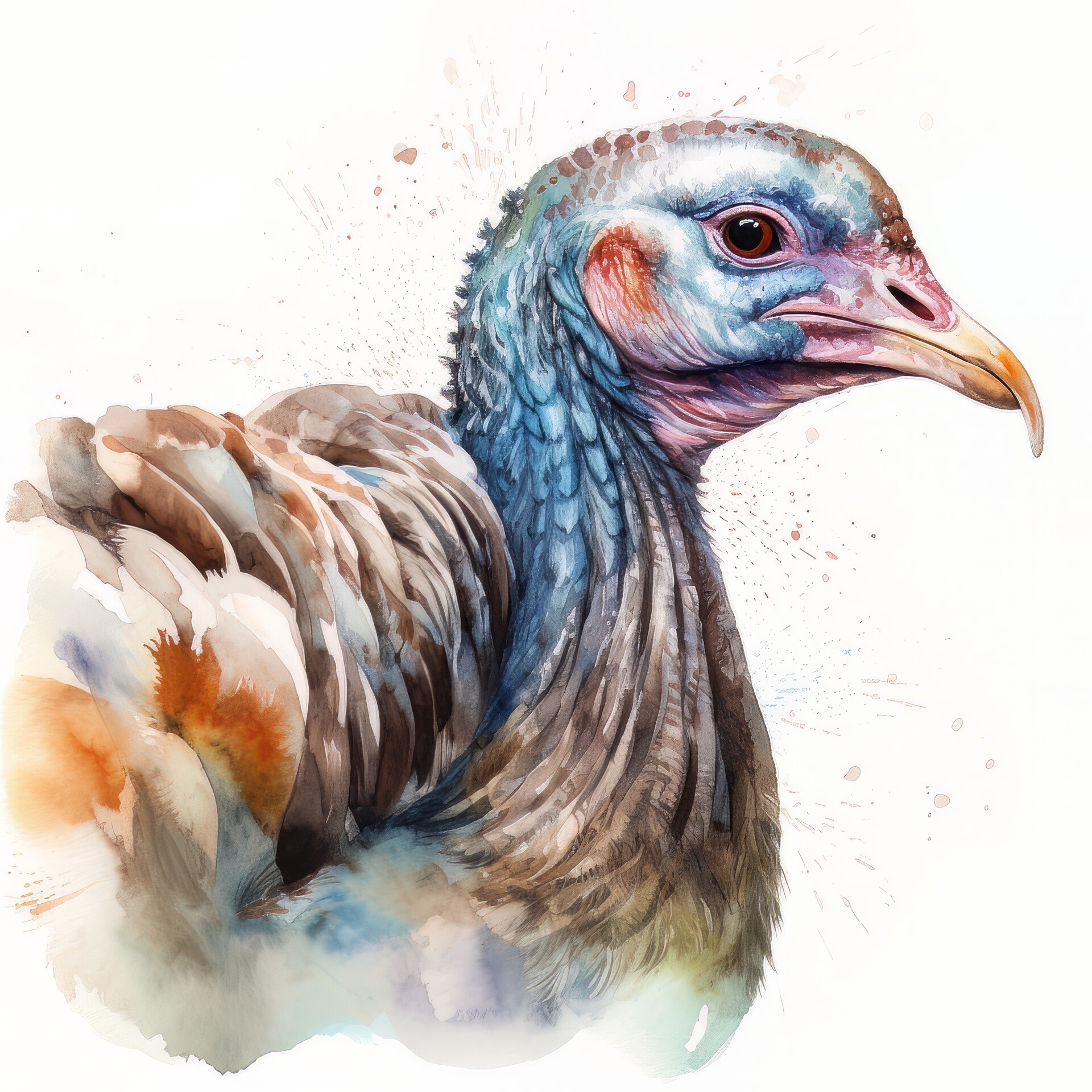 ArtStation - Turkey Bird Portrait Watercolor Painting