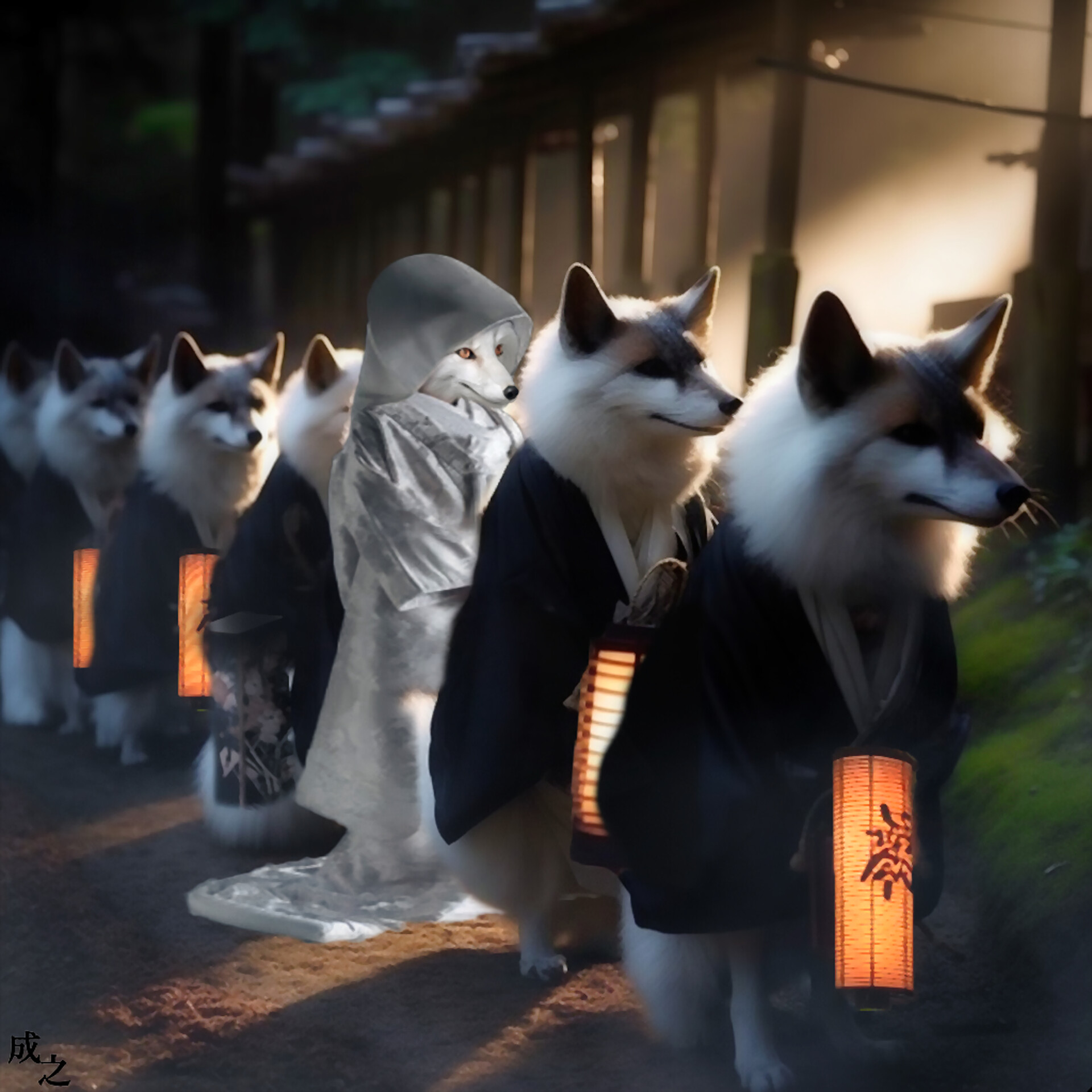 ArtStation - Kitsune no Yomeiri ( Japanese Fox Wedding Parade )