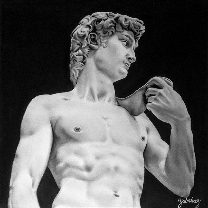 ArtStation - Michelangelo David Sculpture charcoal drawing