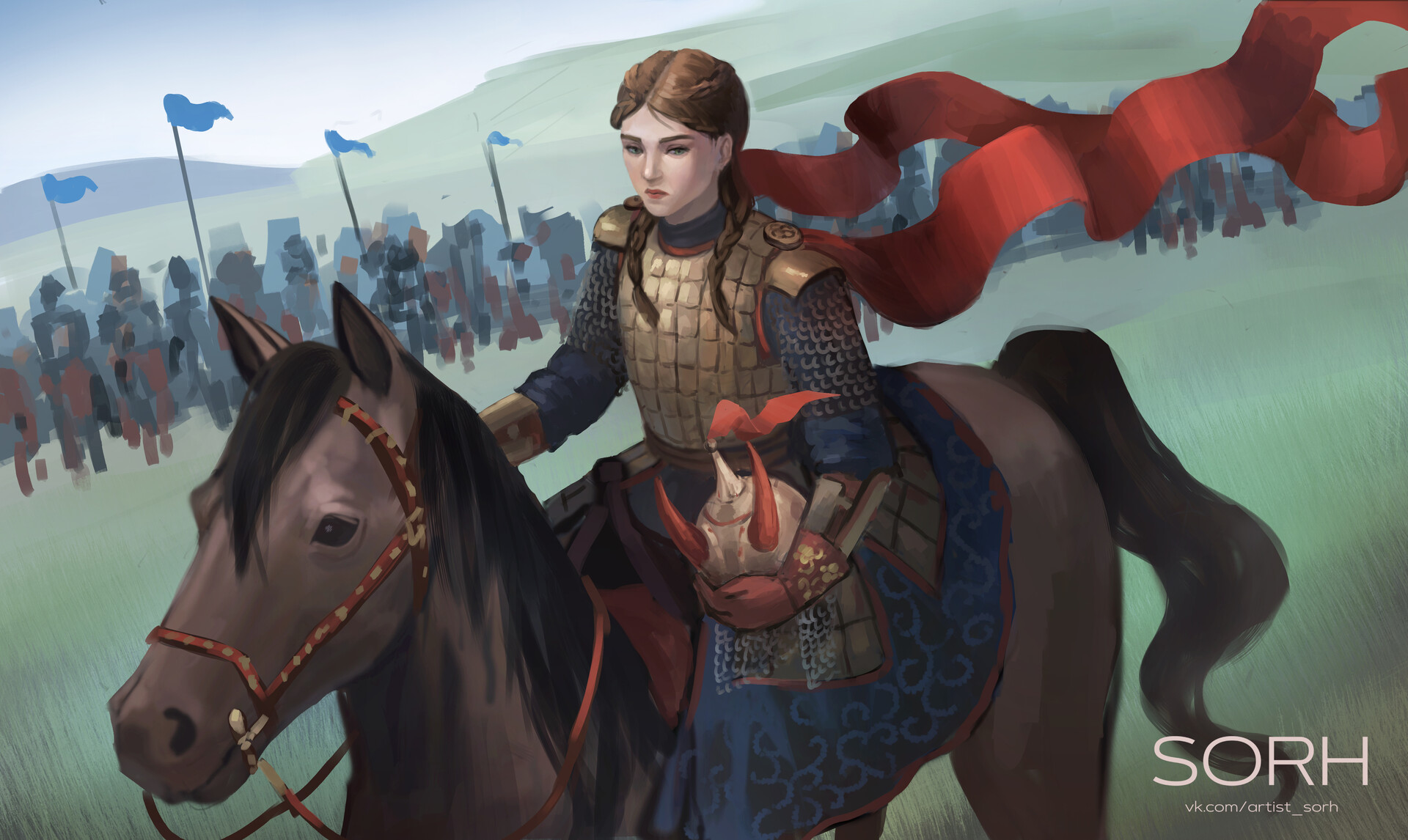 ArtStation - Russian princess in armor on a horse. (My fantasy setting)