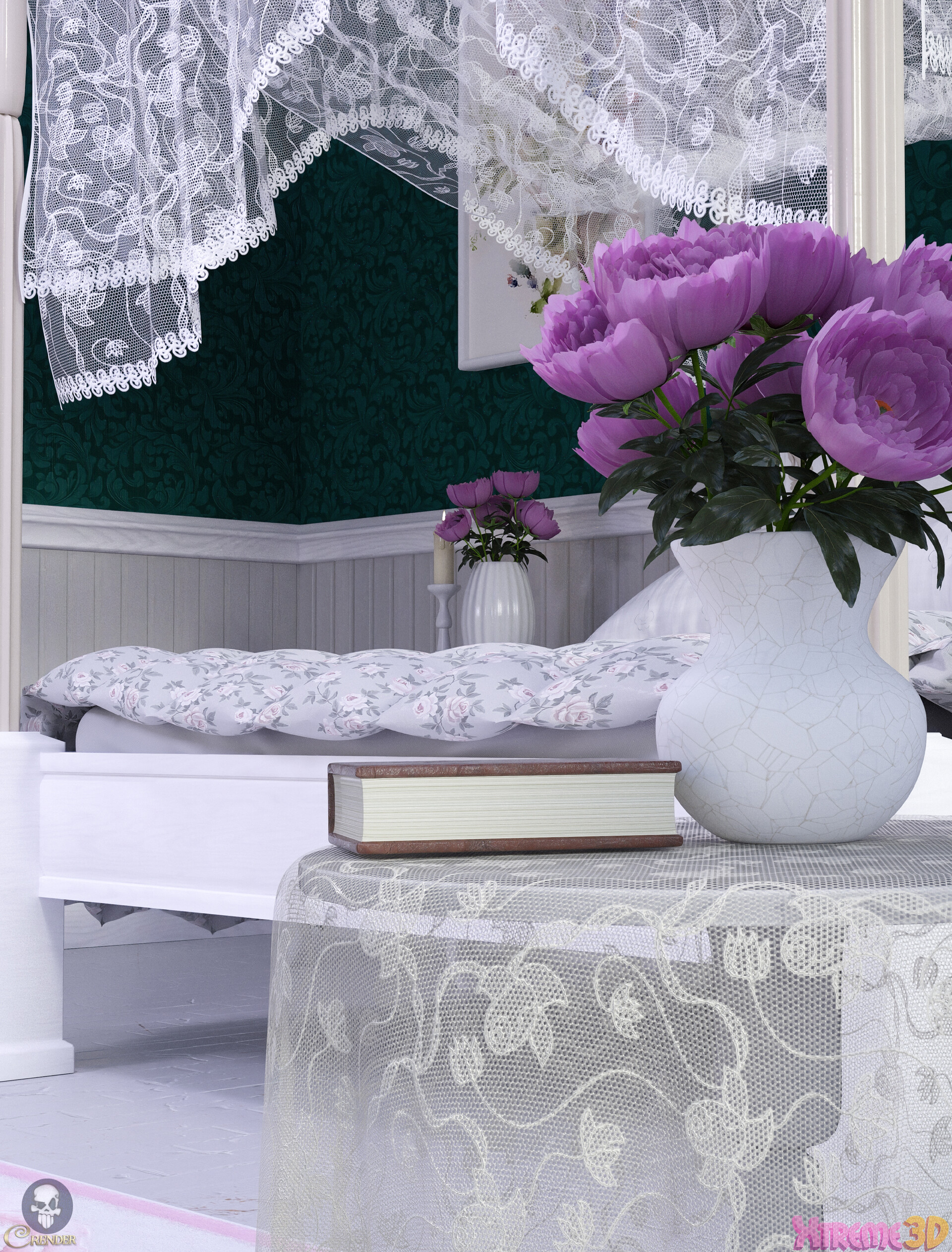 Xtreme3D Studio - Elegant Romantic Bedroom Vignette by Amaranth