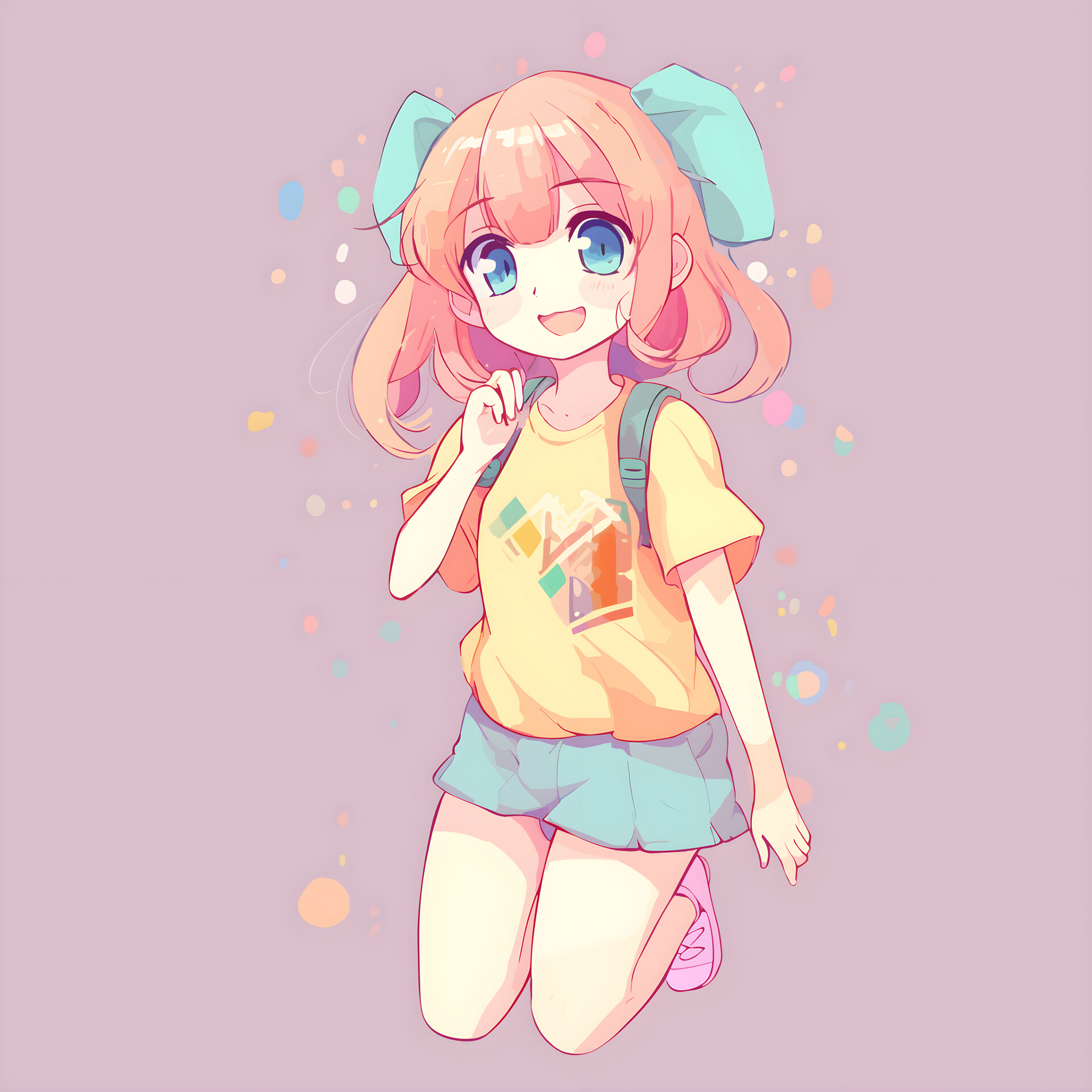 ArtStation - Cute colorful anime girl