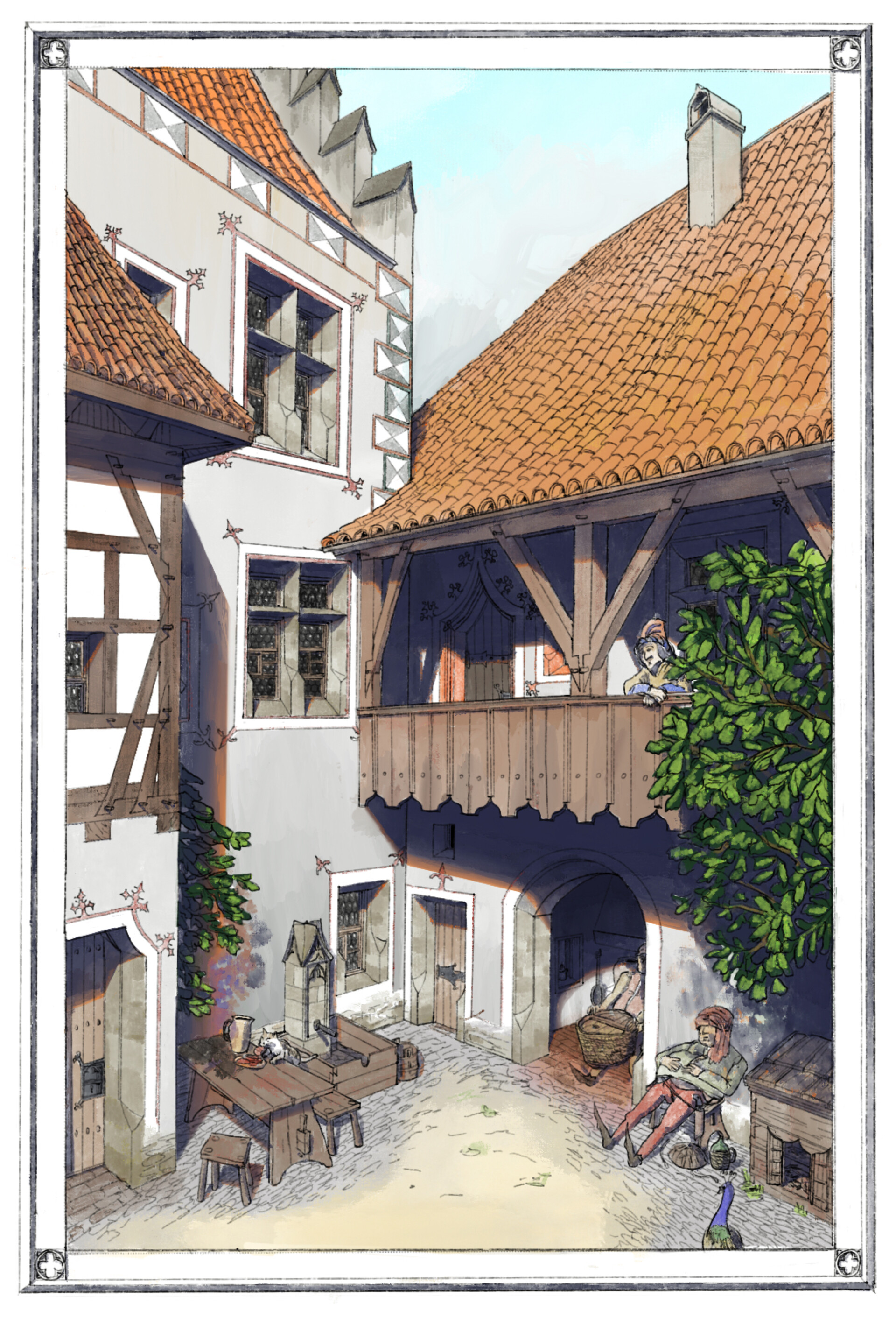 ArtStation - Late Gothic German Manor Patio