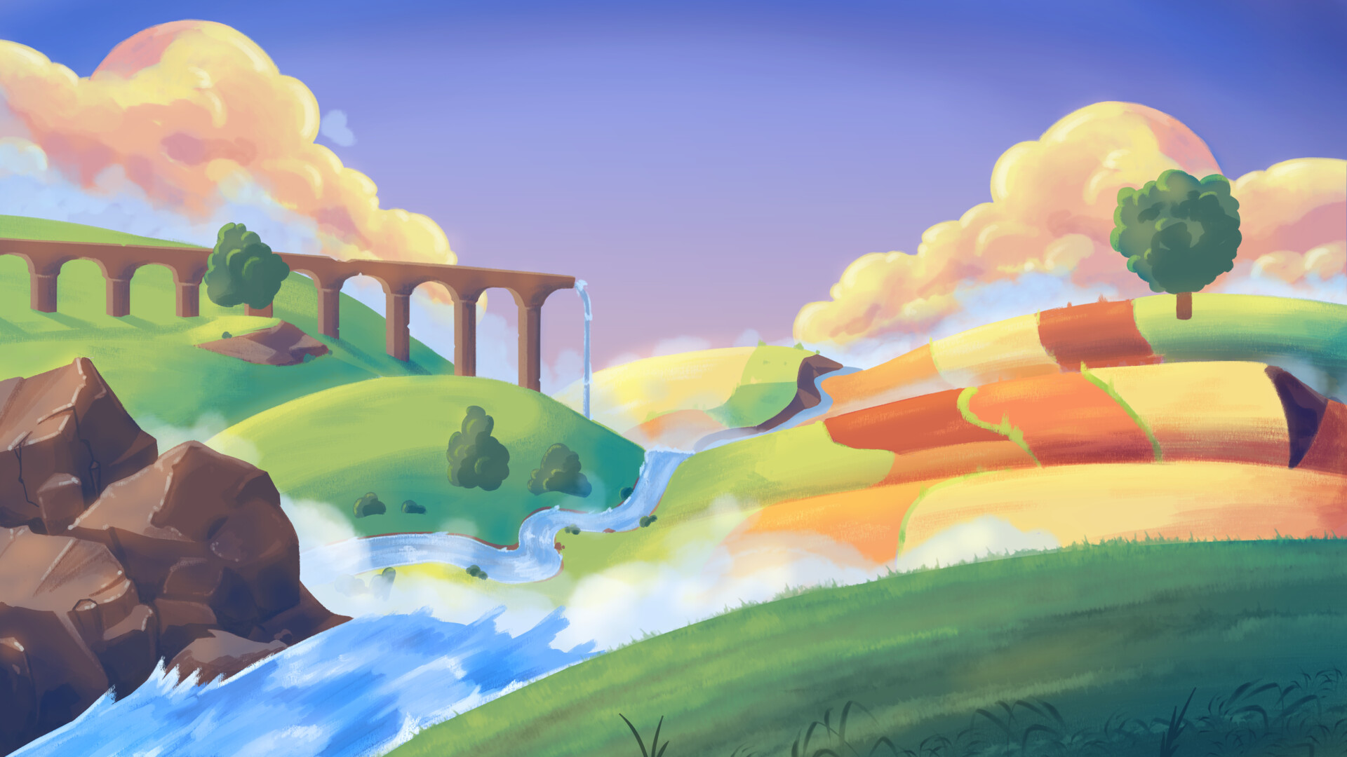 ArtStation - Sunset Fields Environment art practice