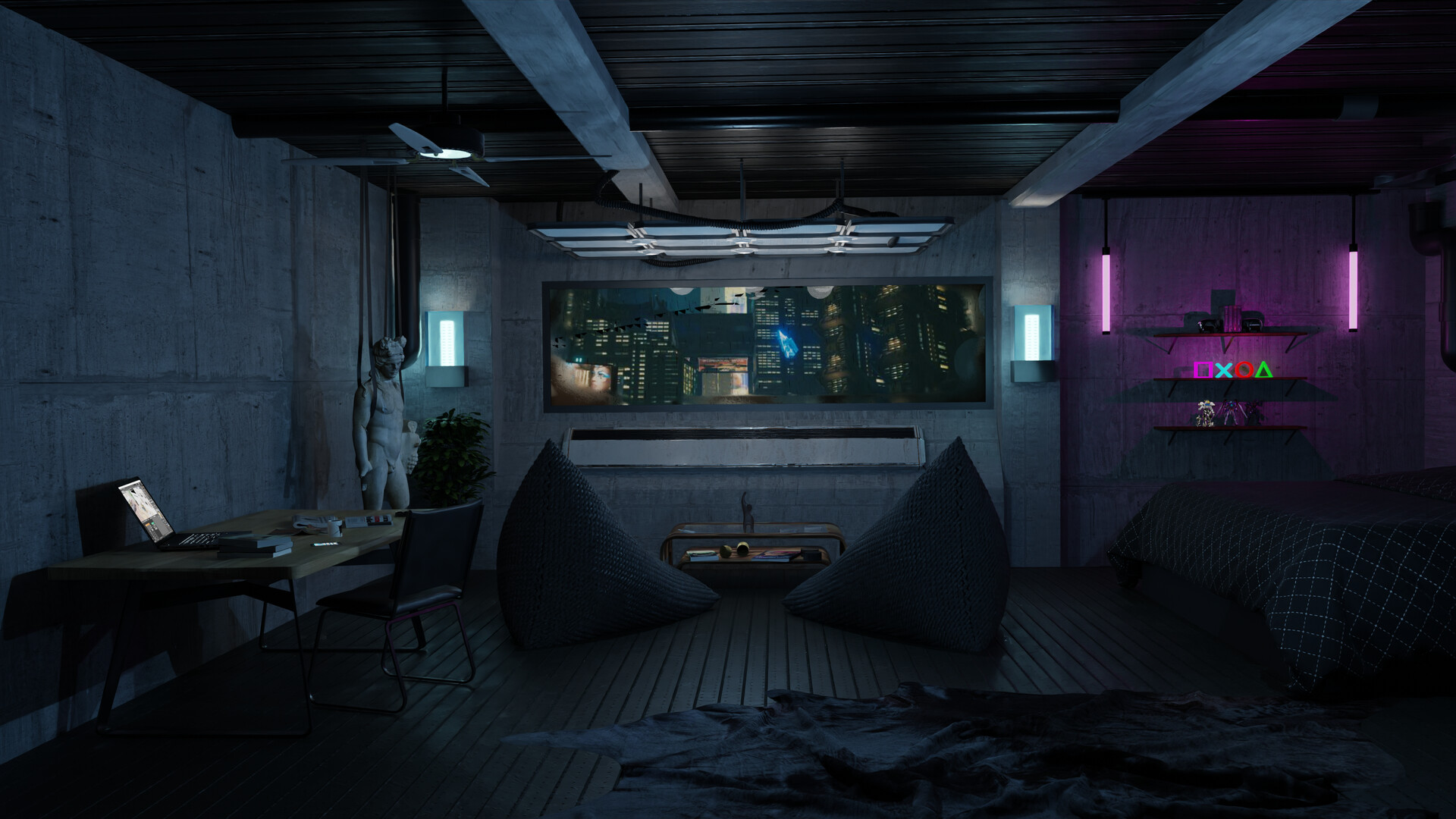 ArtStation - Cyberpunk Apartment Scene | Made in Blender