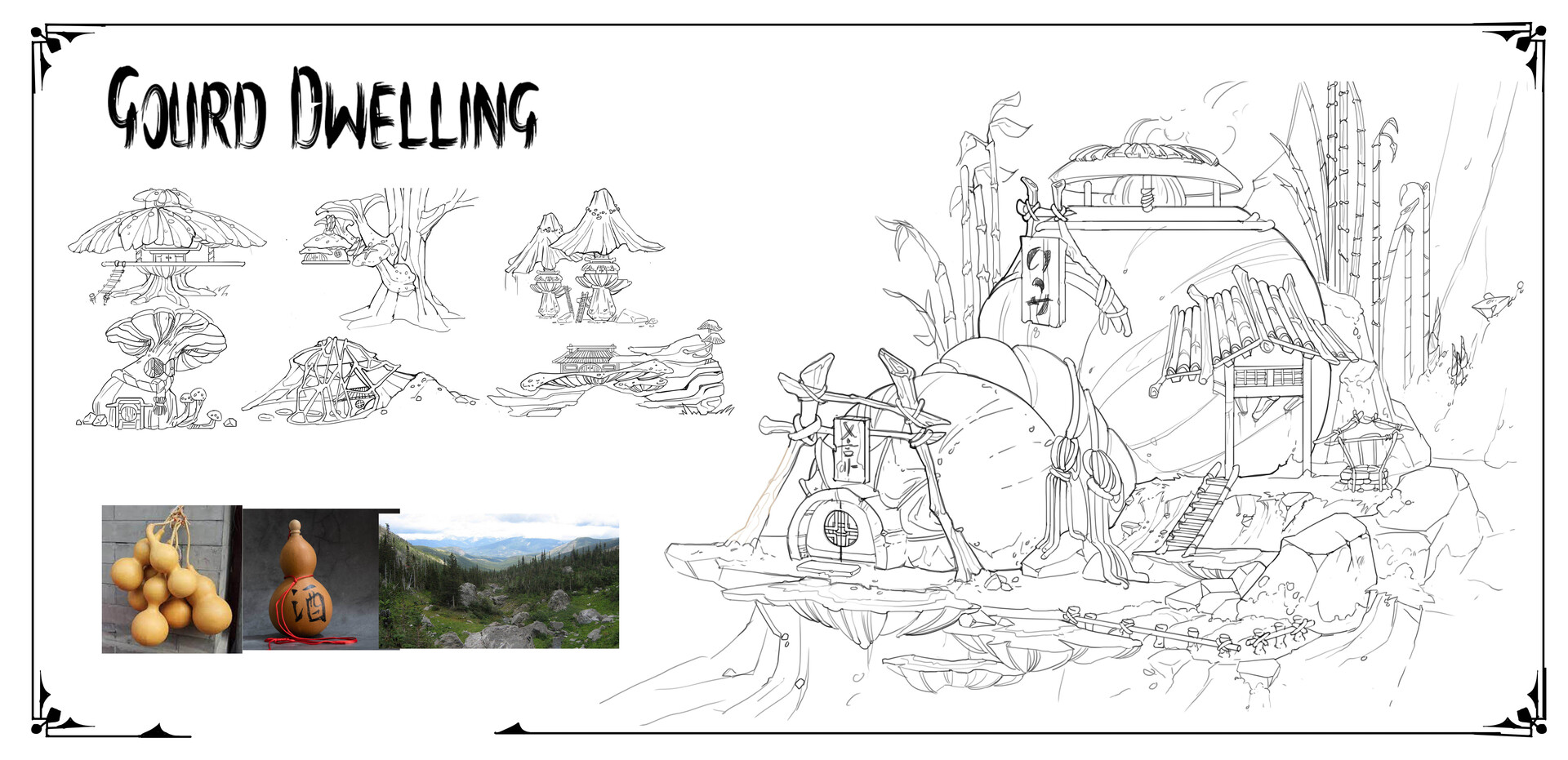 ArtStation - Environment Line drawing by (Sonia Guo)