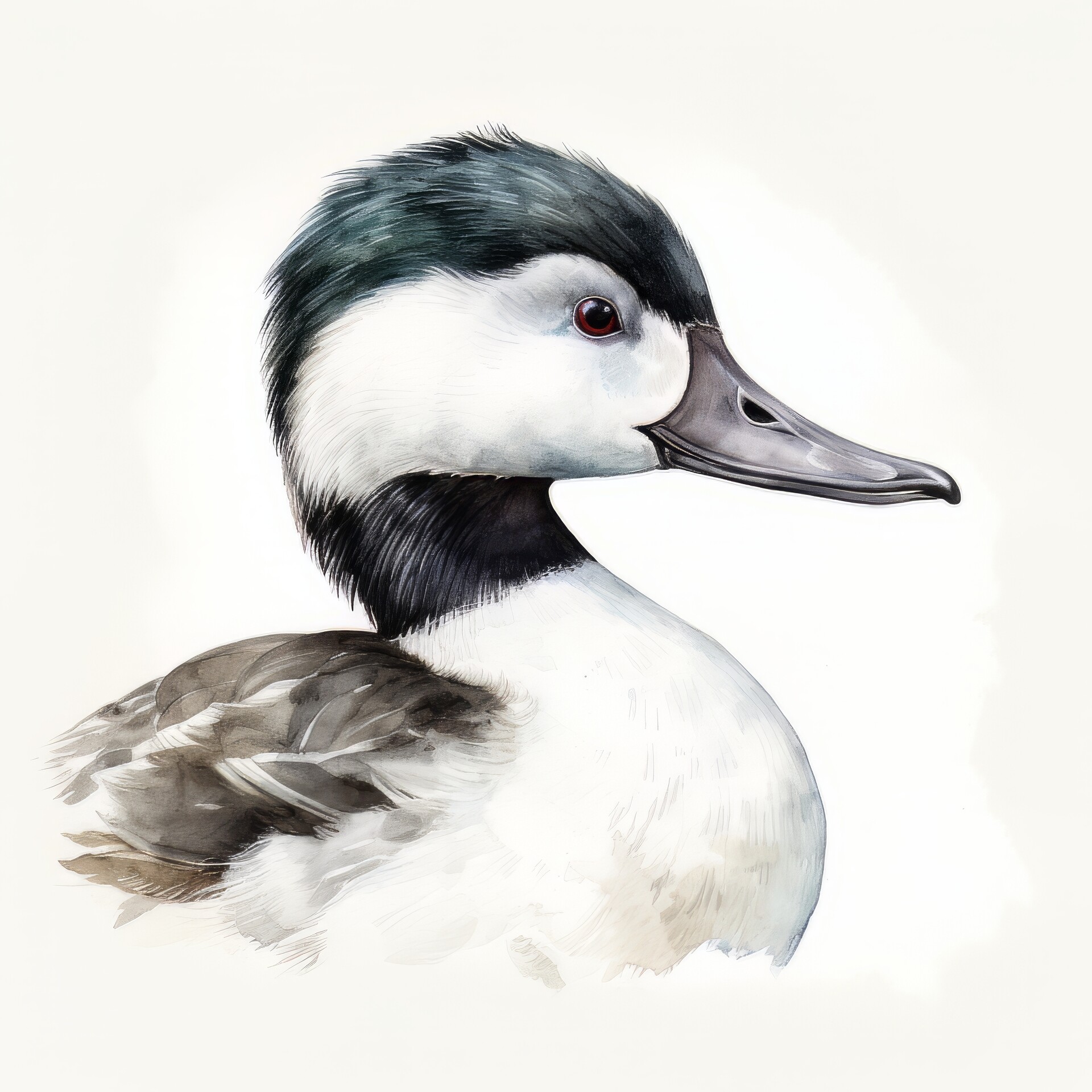 ArtStation - Bufflehead Bird Portrait Watercolor Painting