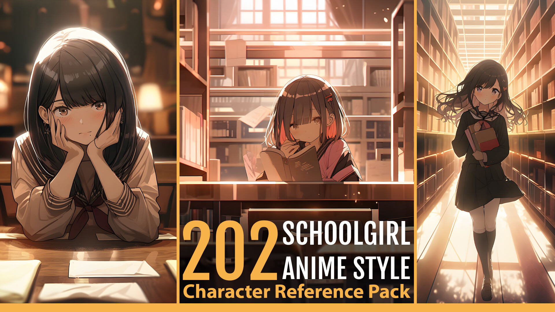 Artificial Dimension - 202 Schoolgirl Anime Character Reference Pack