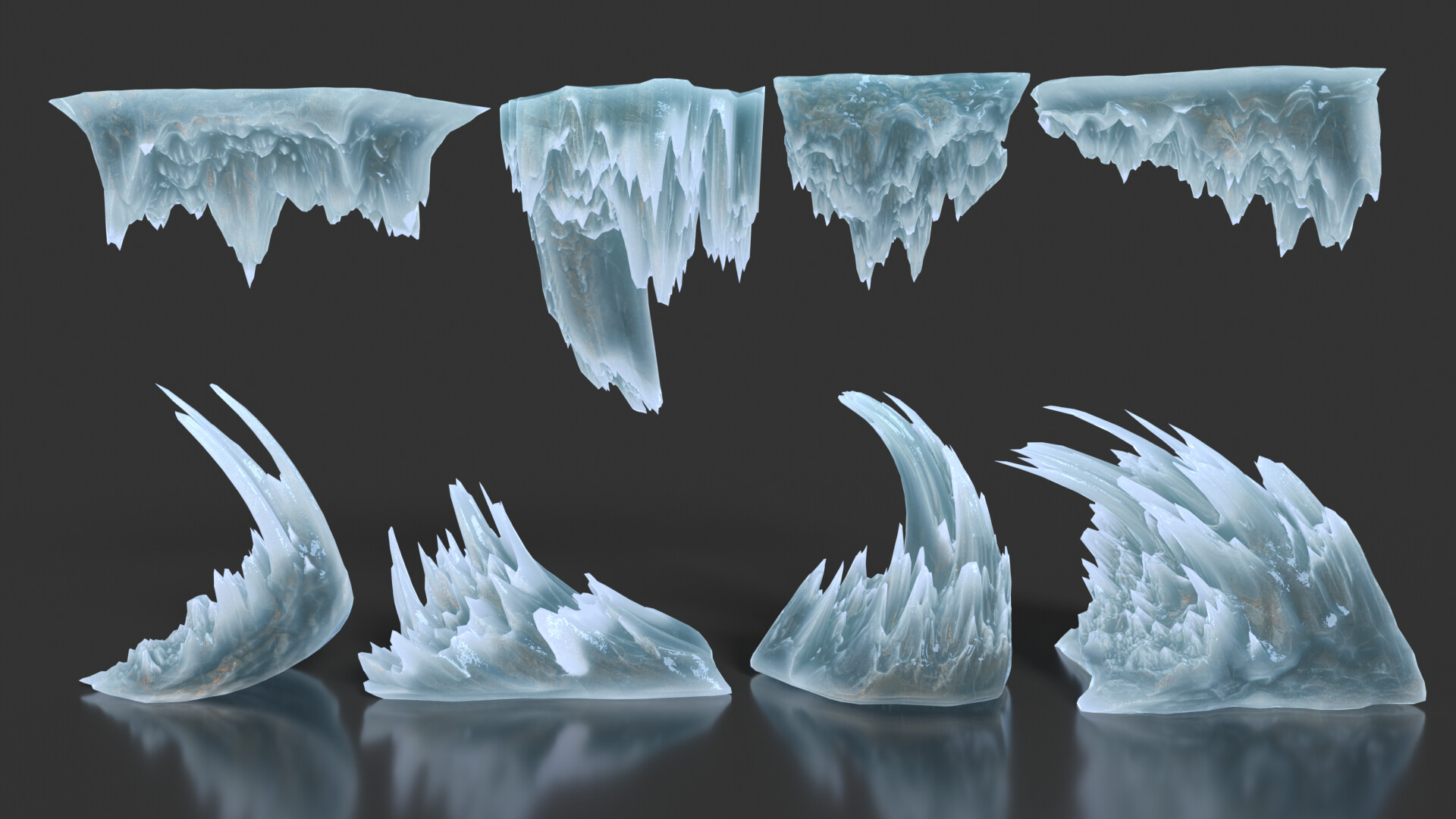 3D Models by 3D Landscape - Low poly Curve Ice Spike Cave 230503