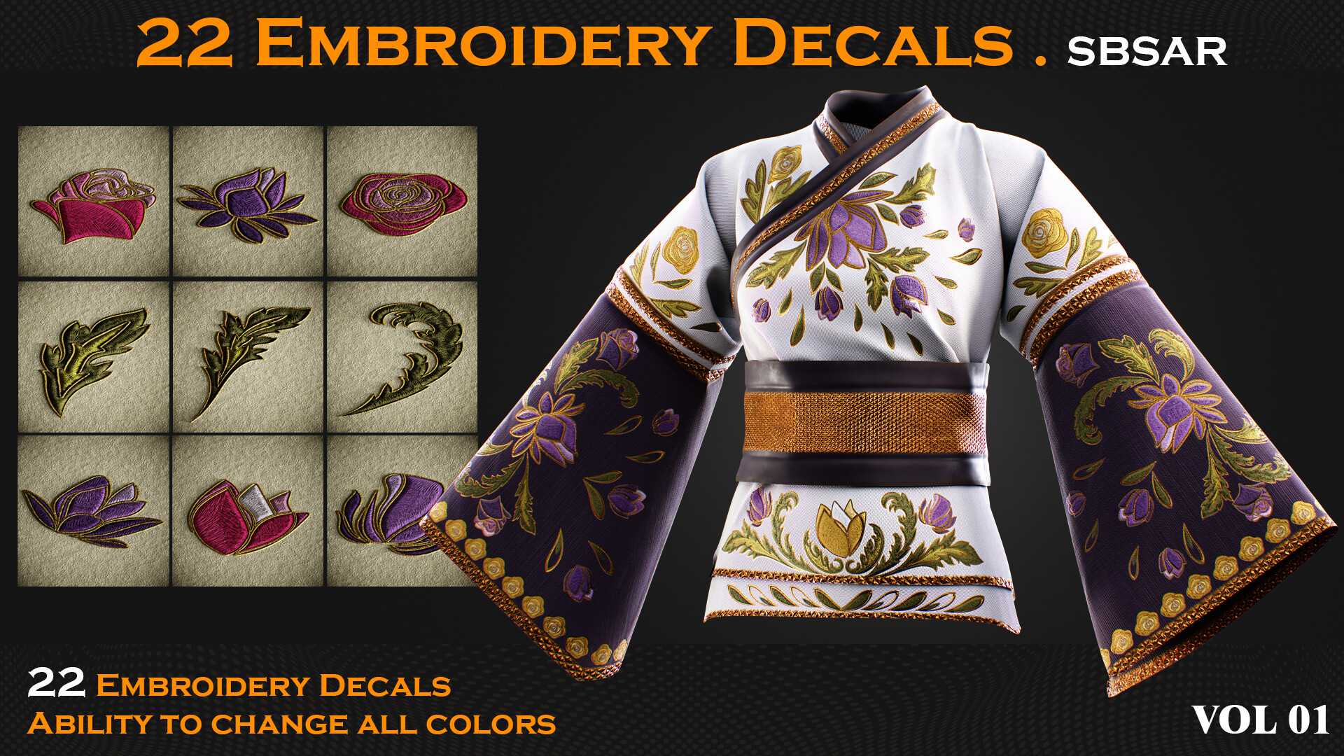 ArtStation - 22 Embroidery Decals.Vol 01