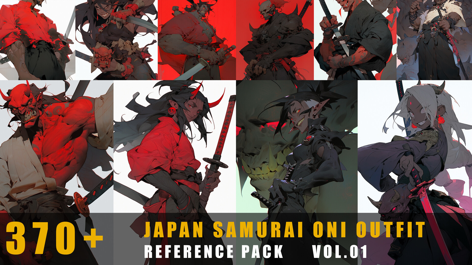 WaterLaw's Studio - 370+ Japan Samourai Oni Outfit - References Pack Vol.01