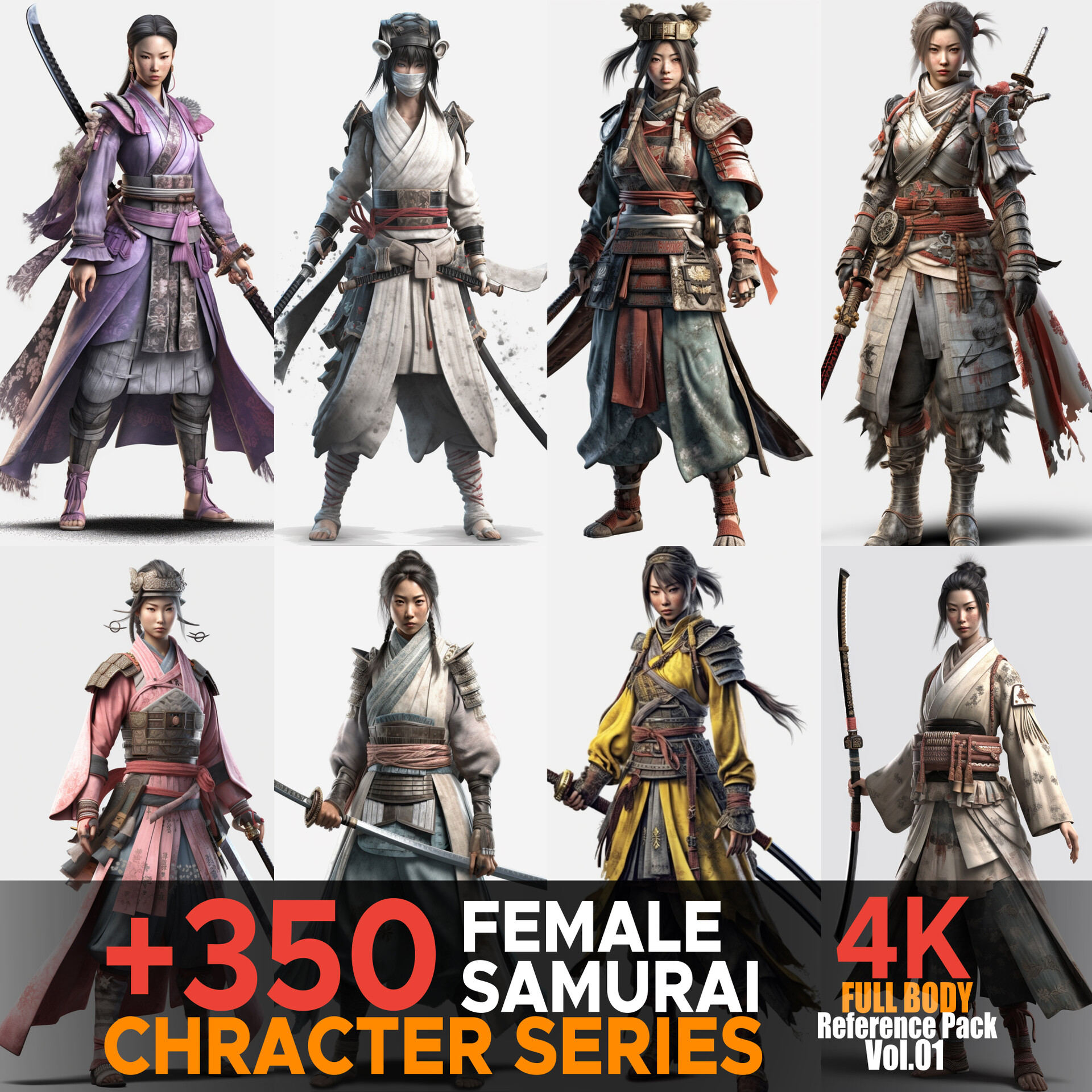 ArtStation - +350 Female Samurai_4K (Samurai Character Collection Vol.01)