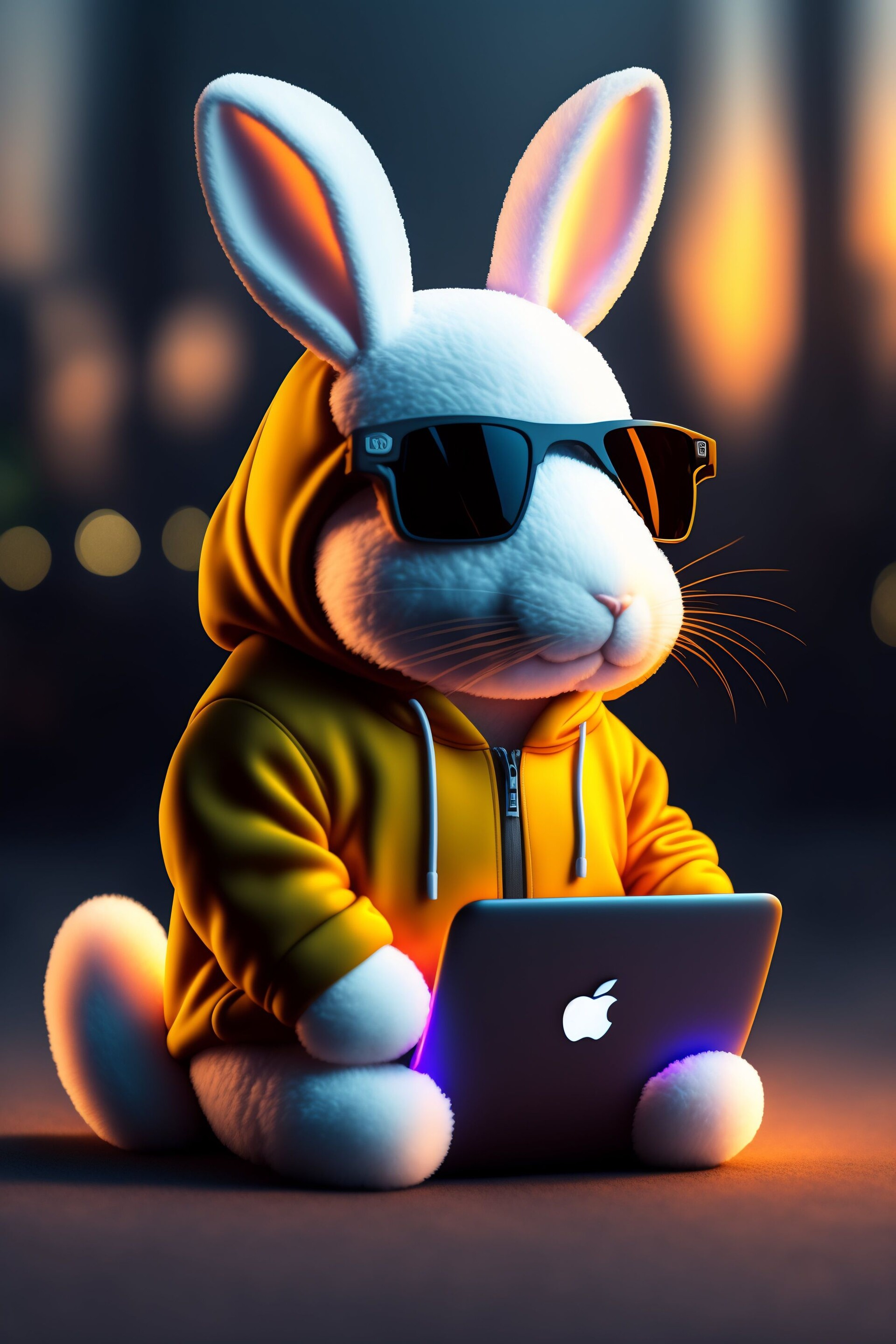 ArtStation - Plush rabbit coding late and sunglasses, with hoodie ...