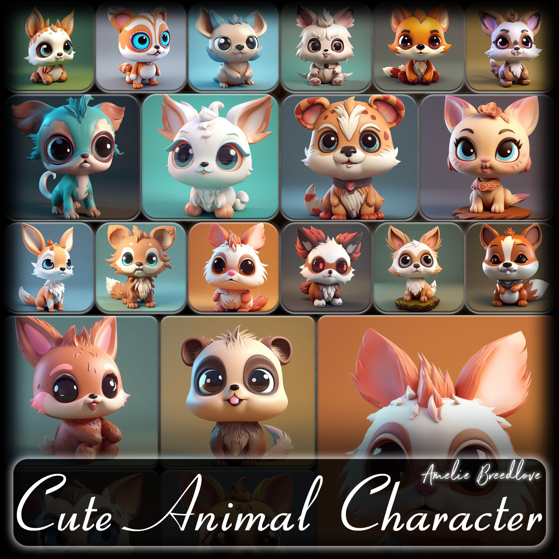 Amelie Breedlove - 200 Cute Animal Character (Full Body) Reference Pack ...